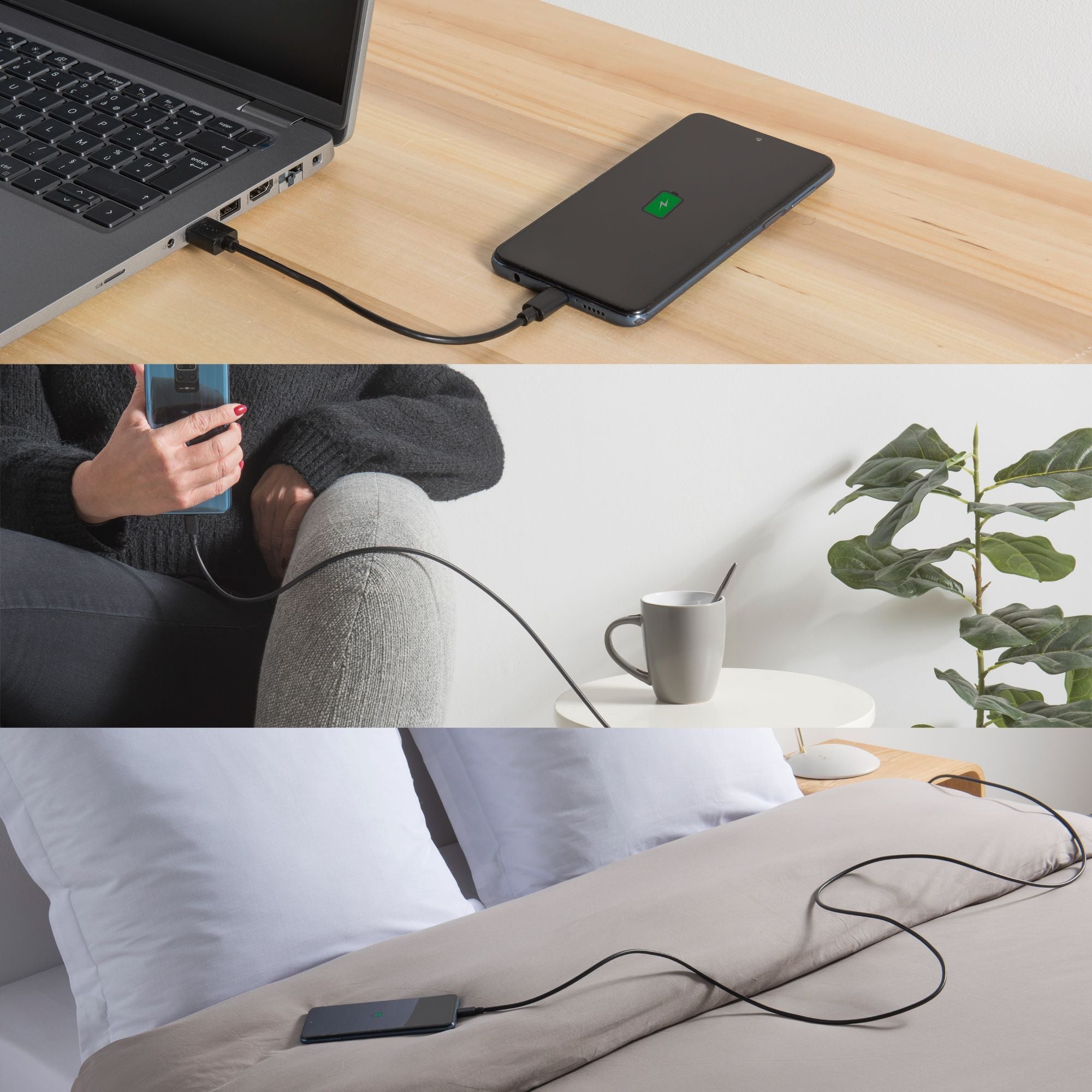 Cablu USB Lexman, USB tip A 2.0 - USB tip C 2.0, cauciuc/cupru, 2 m, negru