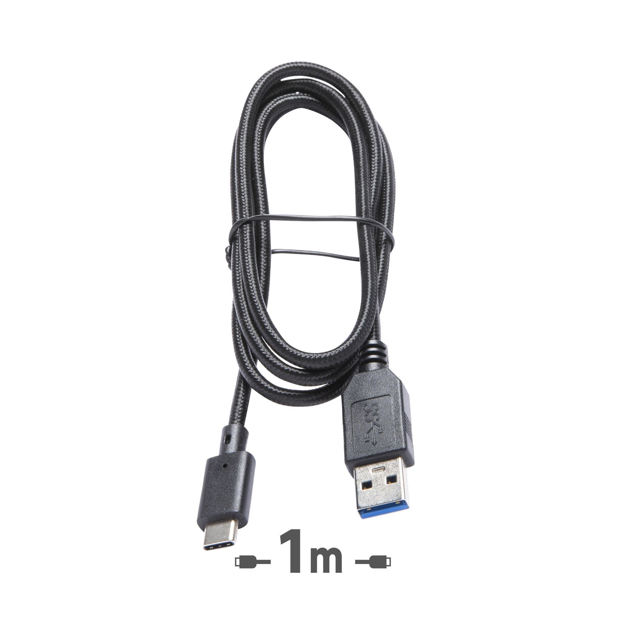 Cablu USB Lexman, USB tip A - USB tip C 3.2, textil/cupru, 1 m, negru