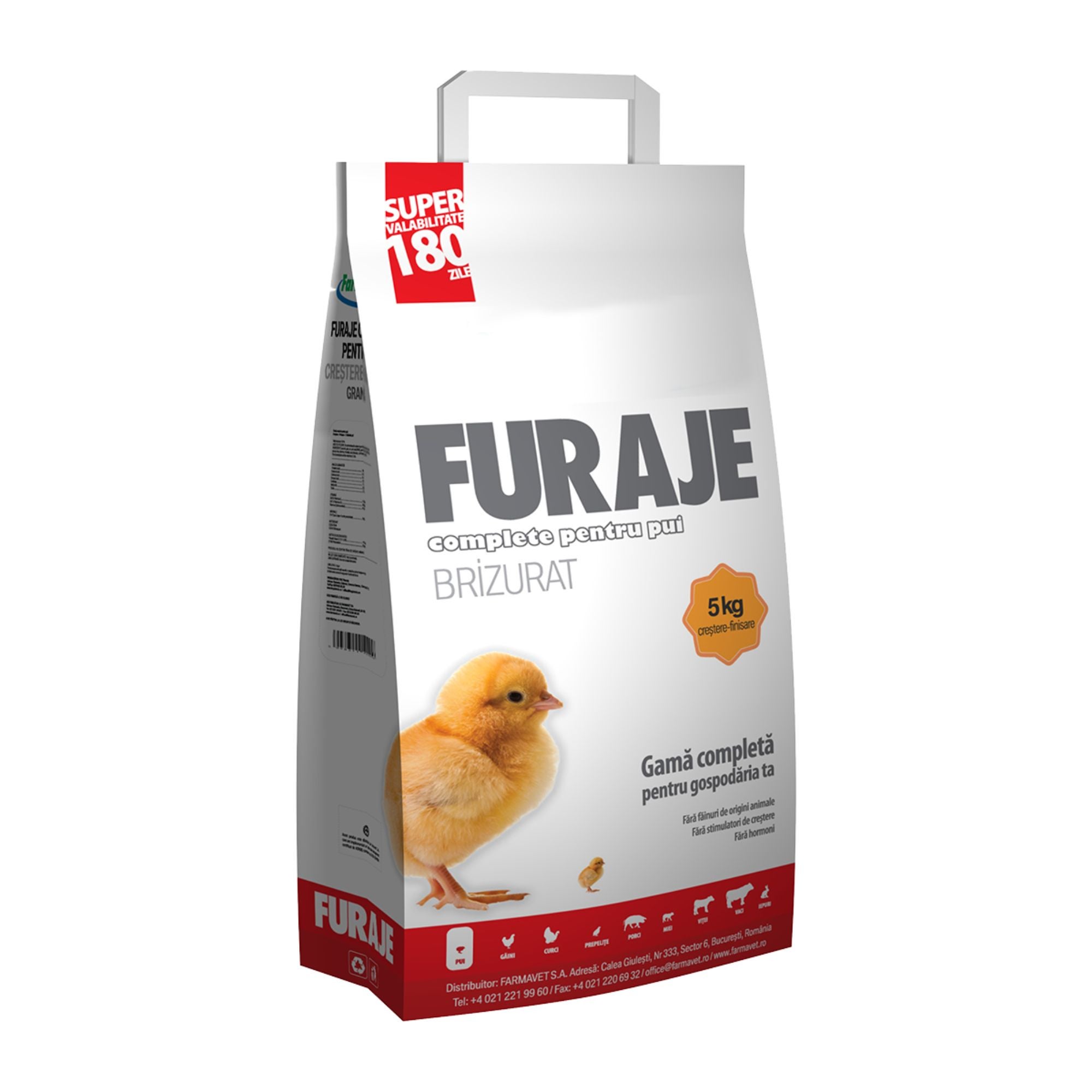 Furaj pui, Farmavet, brizurat, fara coccidiostative, 5 kg