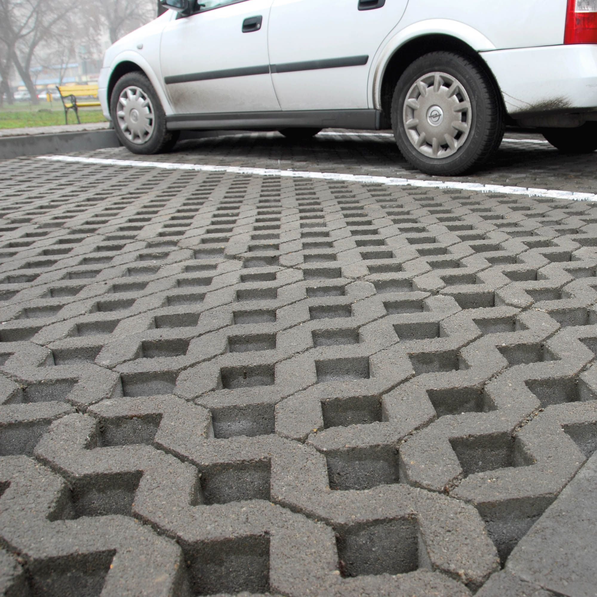 Pavaj beton, forma de grila, 400 x 400 x 80 mm, gri ciment