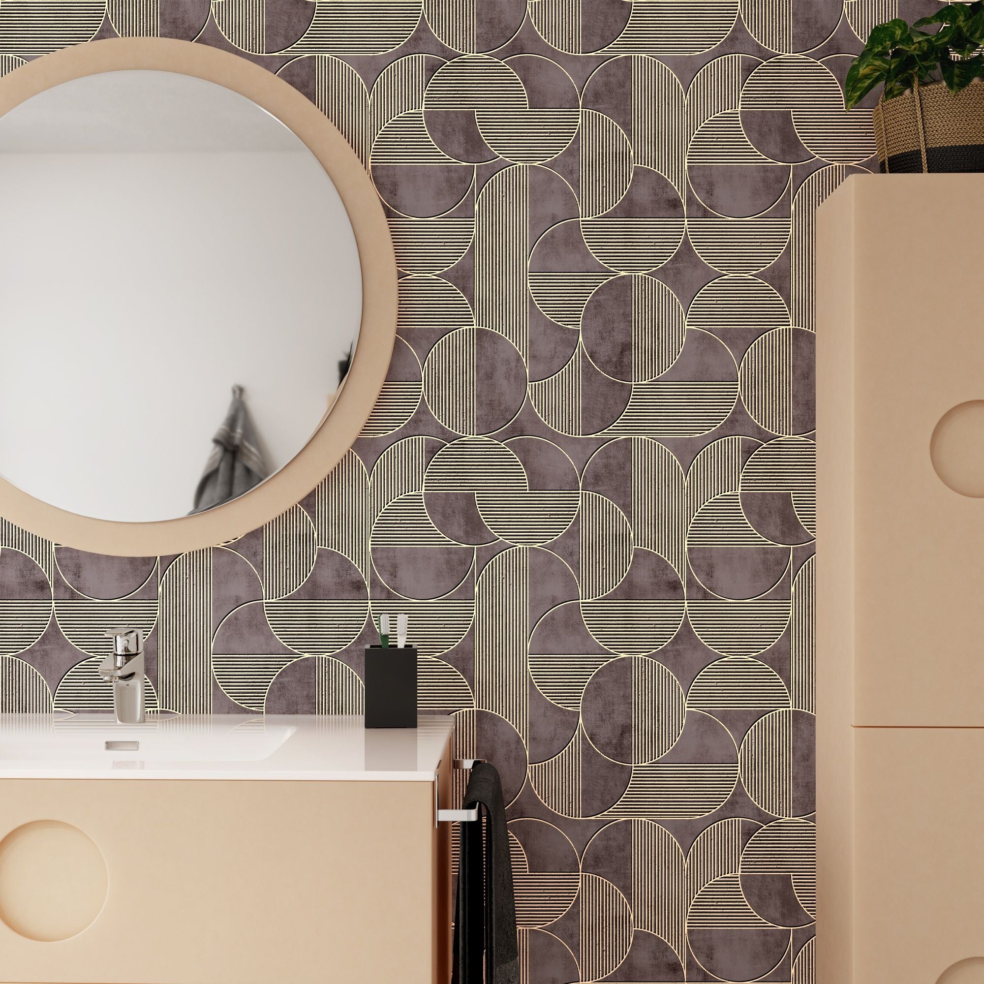 Tapet vinil Inspire Mars, model geometric, maro, rola 10 x 0,53 m