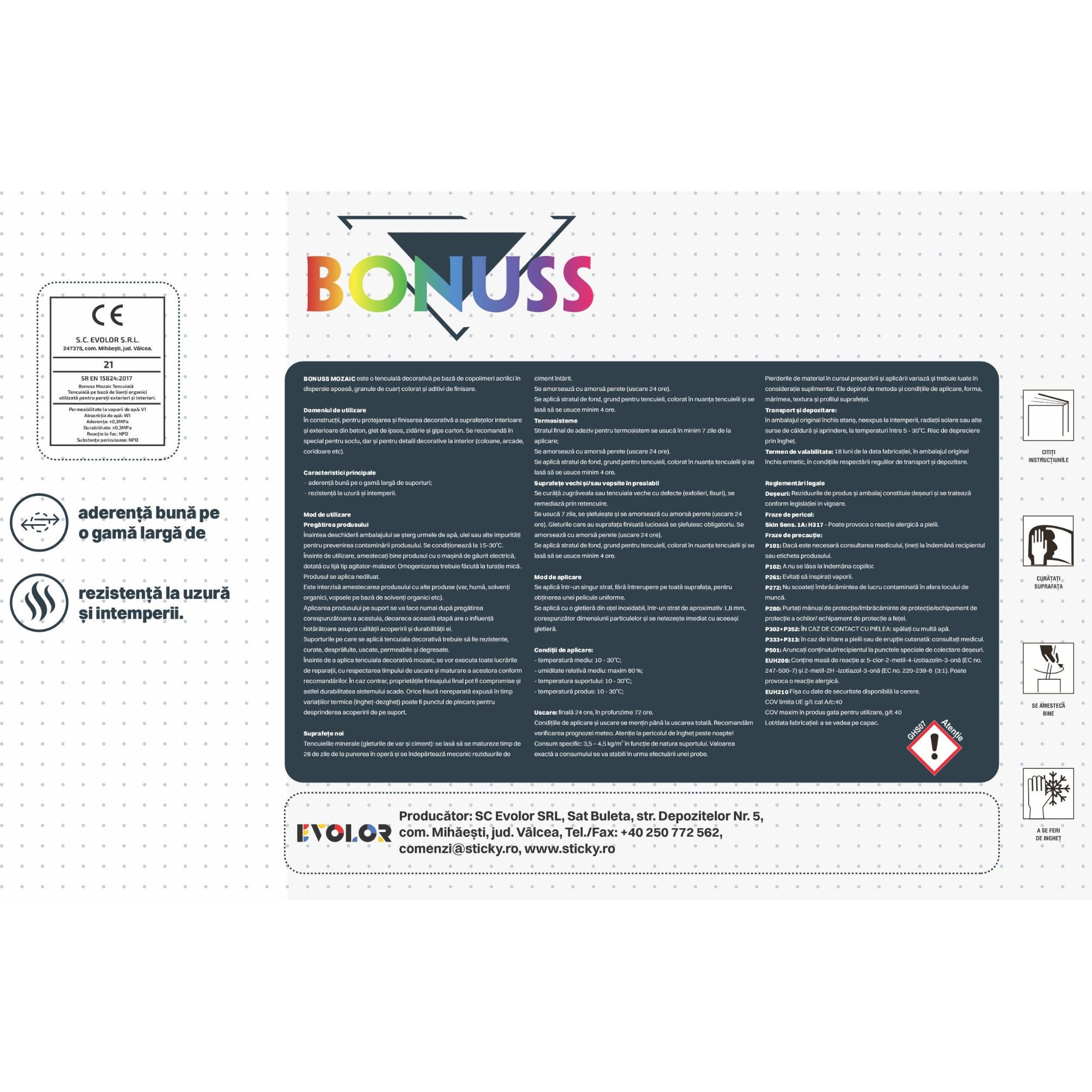 Tencuiala decorativa mozaic pentru soclu Bonuss, sangria, 25 kg