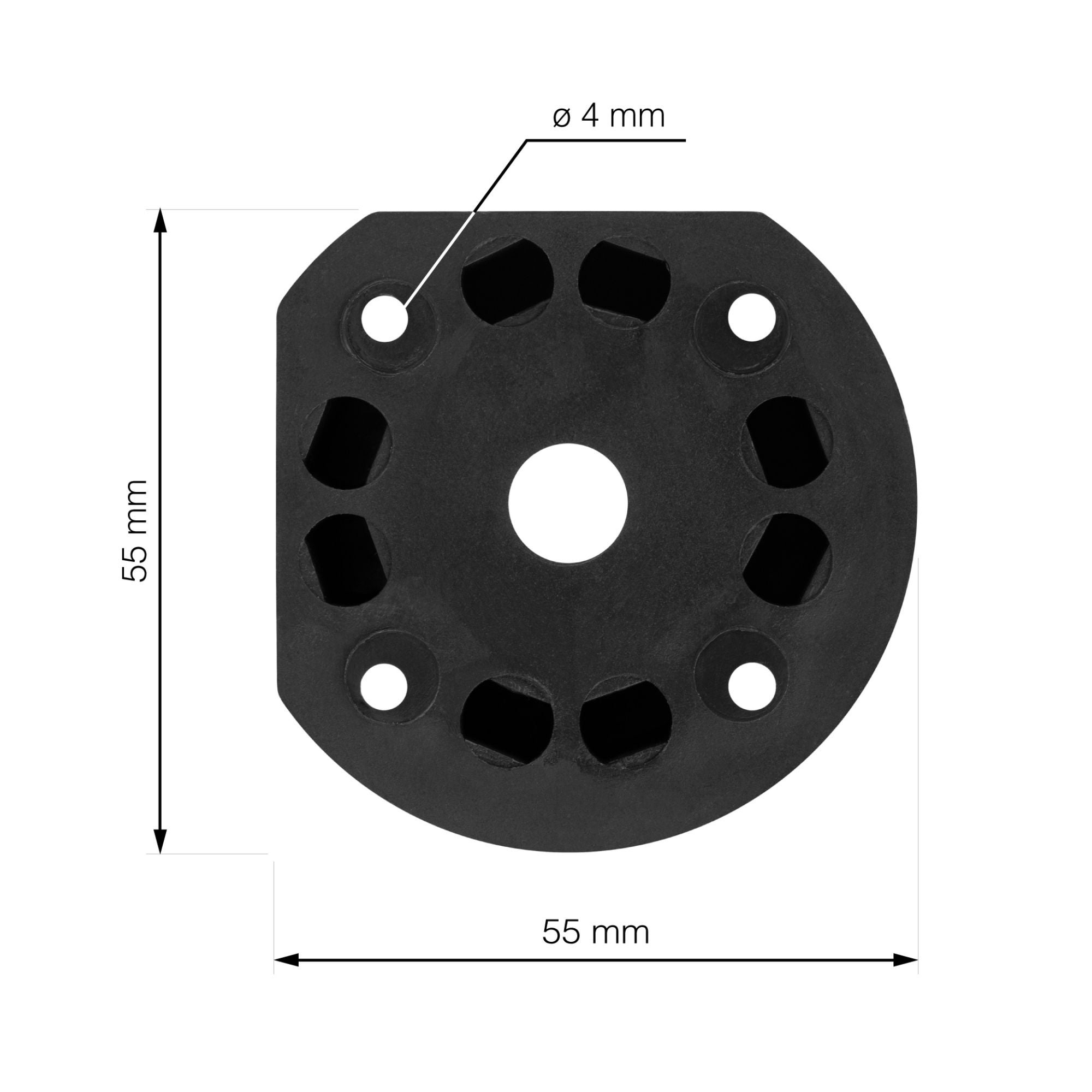 Picior mobila, reglabil, H 130 - 170 mm, plastic, negru mat