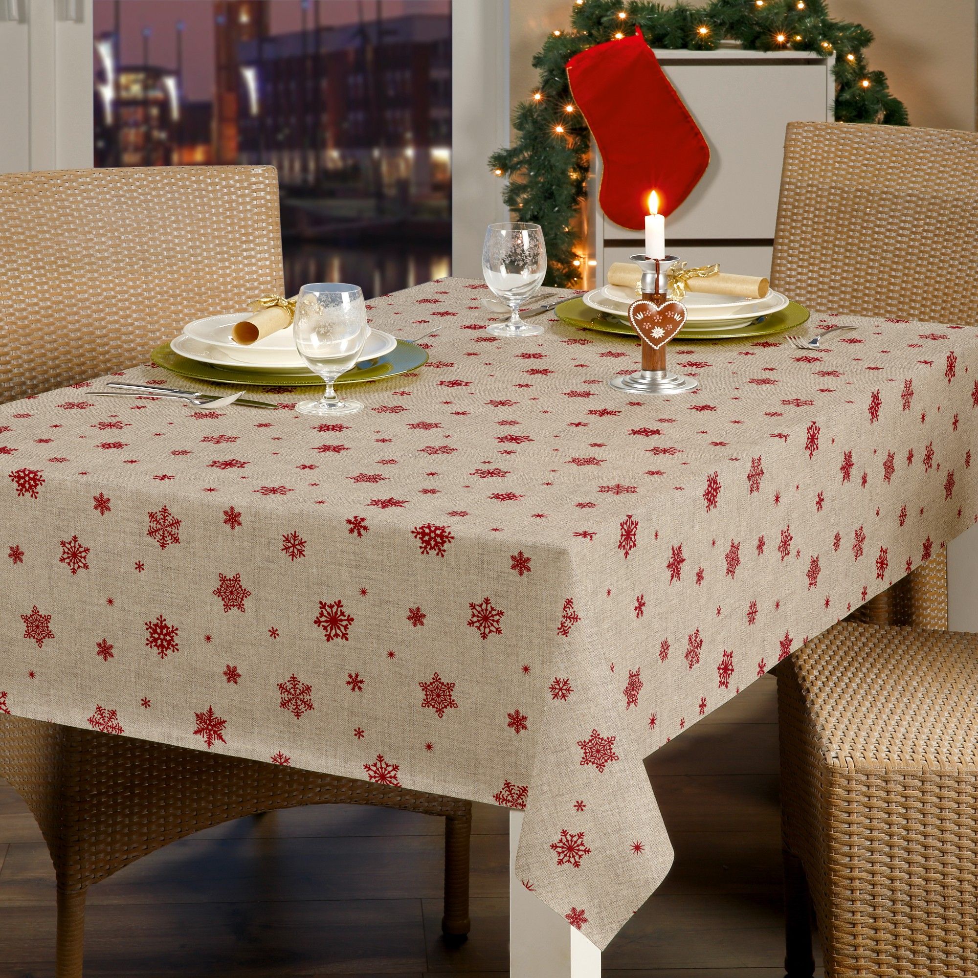 Musama cu tematica de Craciun, Snowflake, 140 cm