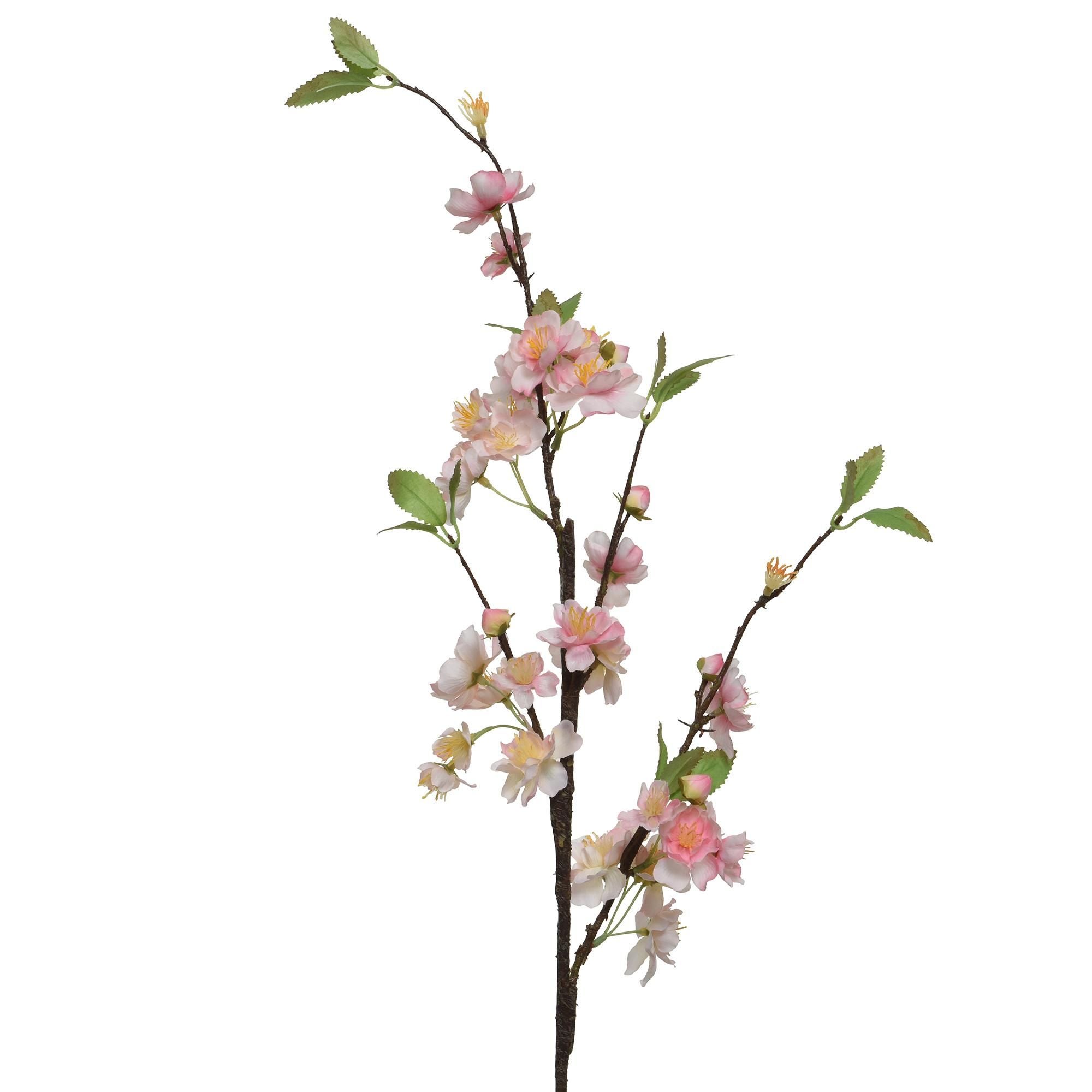 Crenguta decorativa cu flori artificiale, H 106 cm, roz deschis