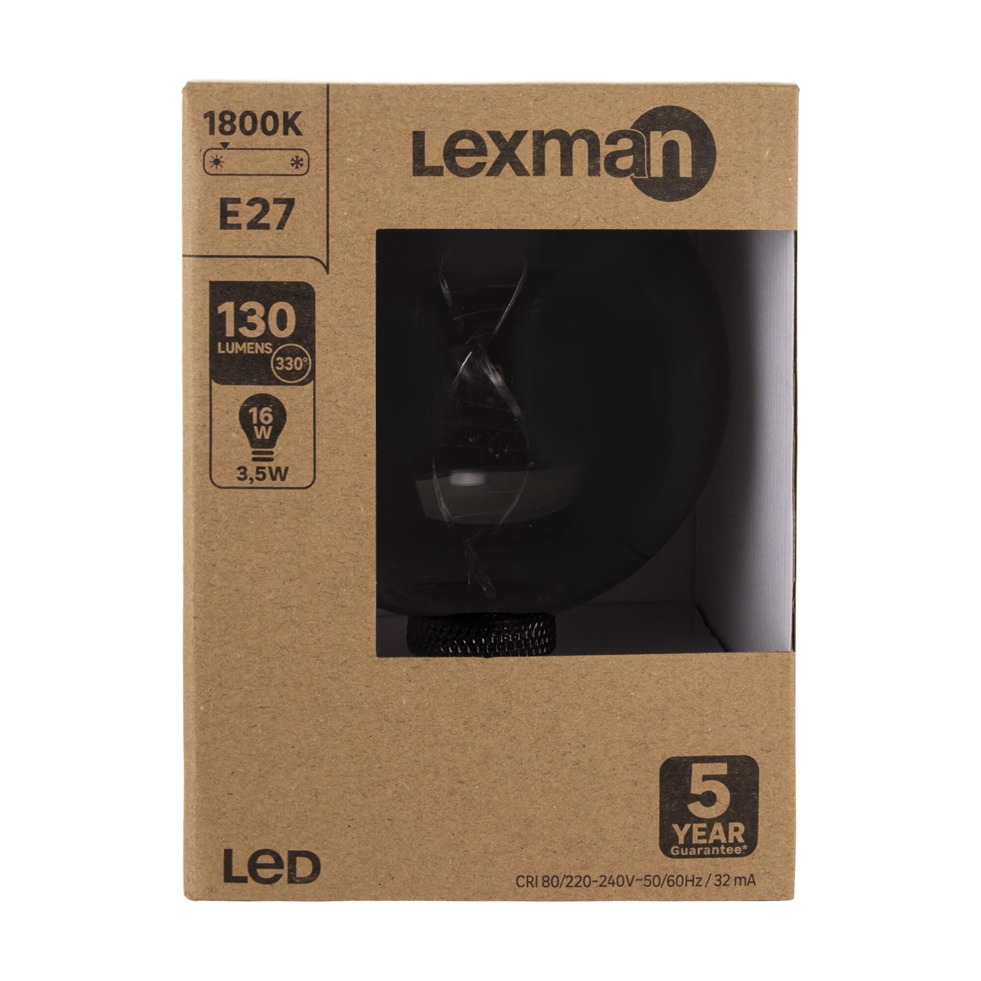 Bec LED decorativ Lexman, E27, G125, 3.5 W, alb cald, 1800K, 130 lm ...