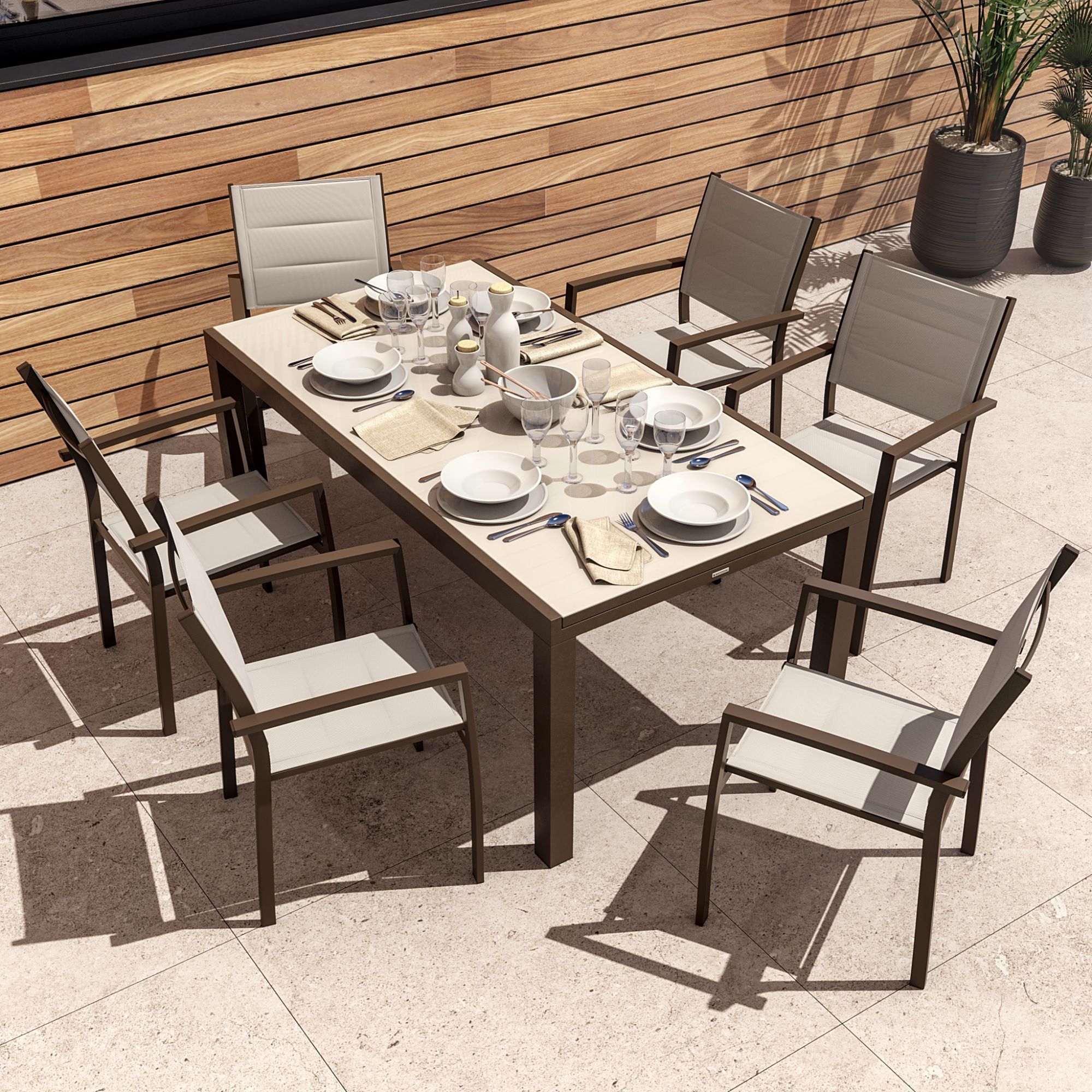 Masa gradina Naterial Lyra II, pentru 6-8 persoane, extensibila ...