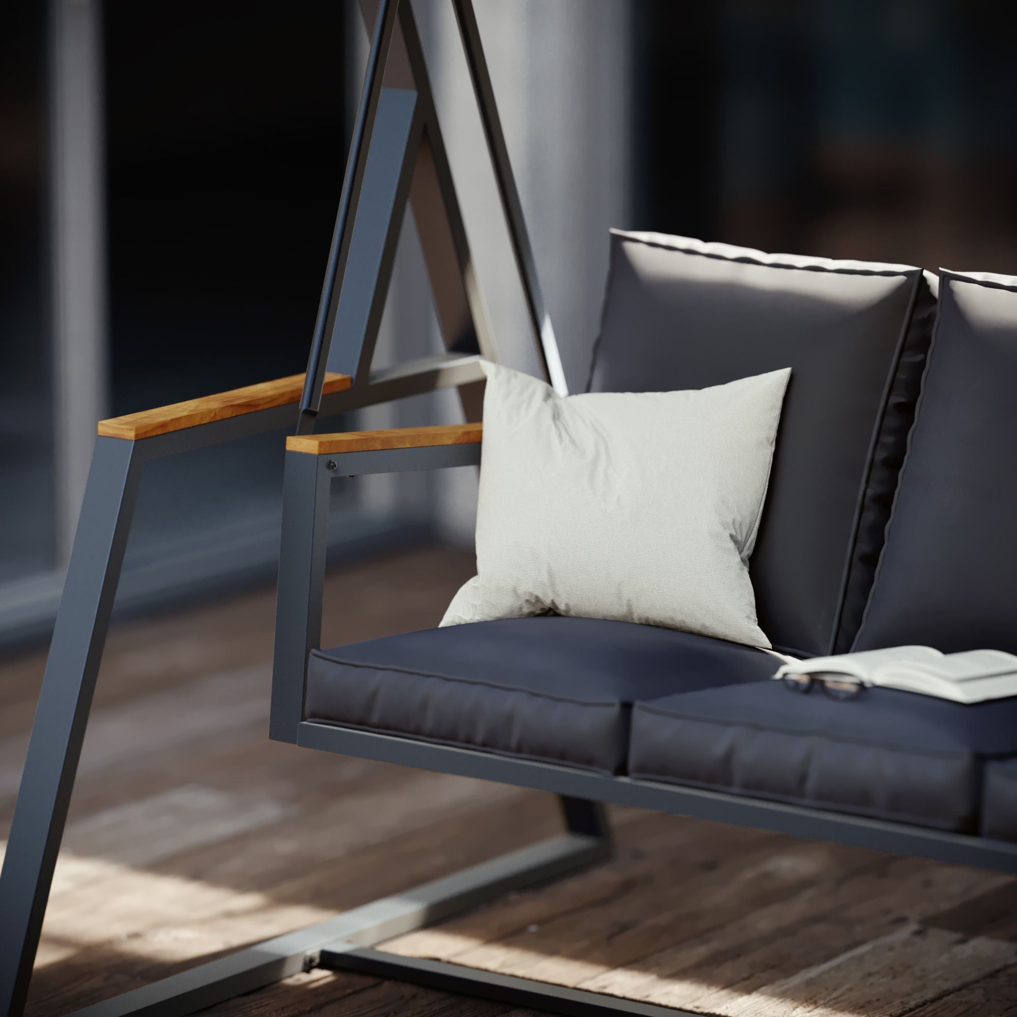 Balansoar gradina Naterial Oris, pentru 3 persoane, otel/textil, 203 x ...