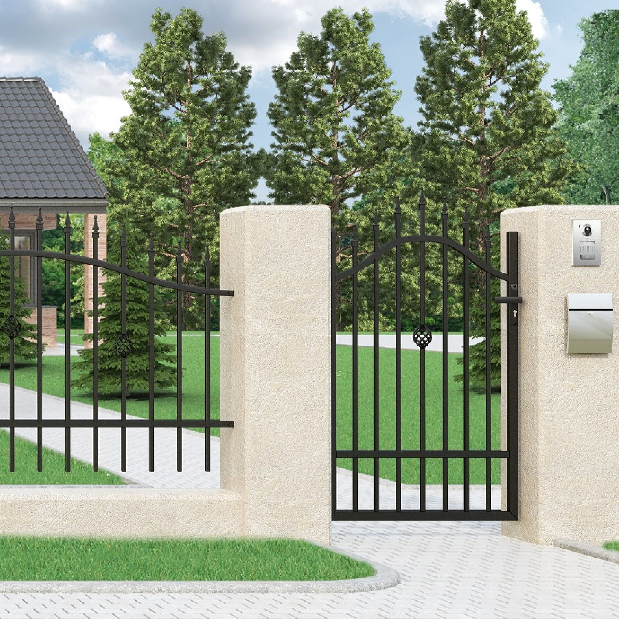 Poarta pietonala Emilio, metal, 90 x 180 cm, stanga, negru