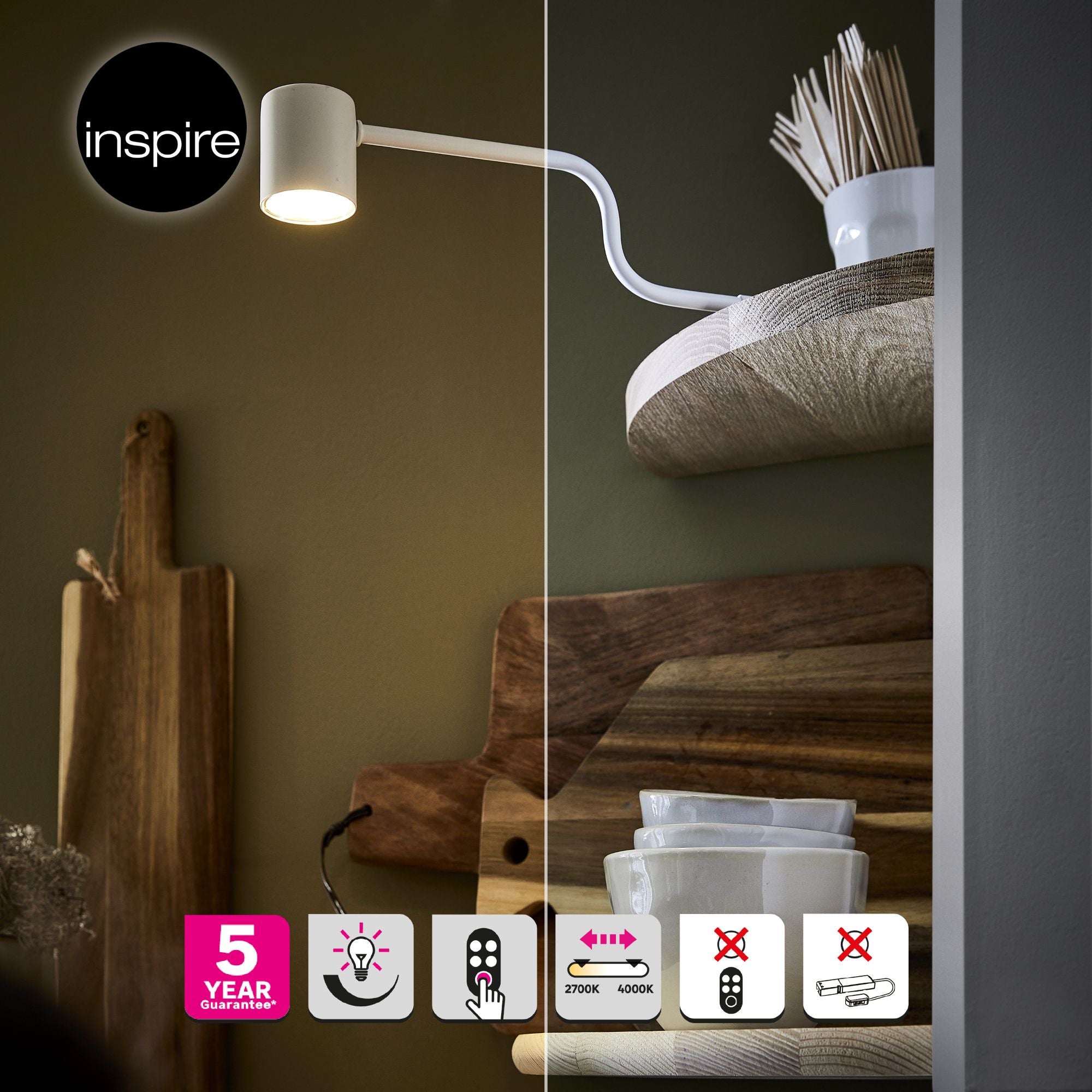 Spot LED mobila Hubi, 390 lm, CCT, IP20, alb