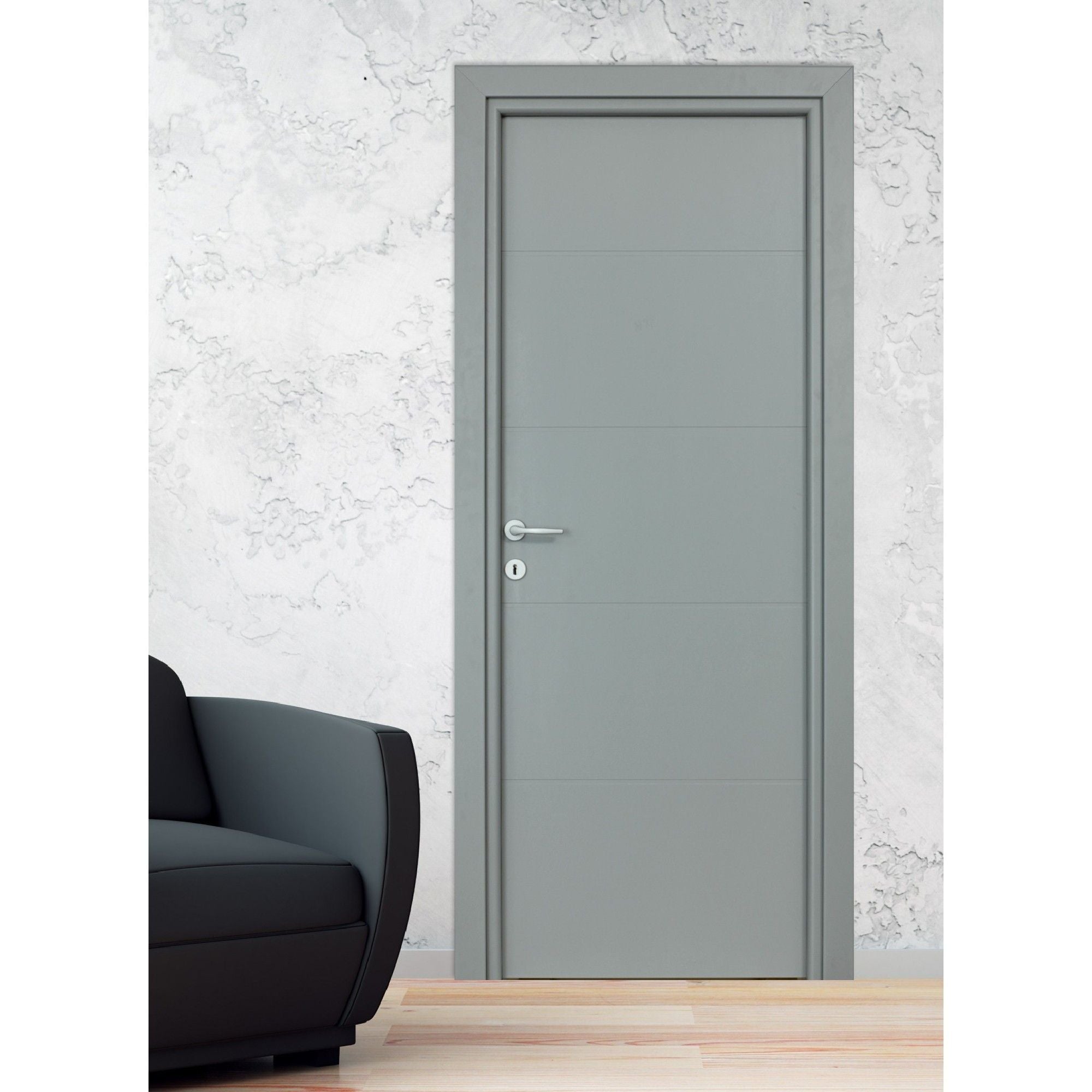Usa interior MDF/HDF, Patras, cu toc, plina, latime 68, dreapta/stanga, gri