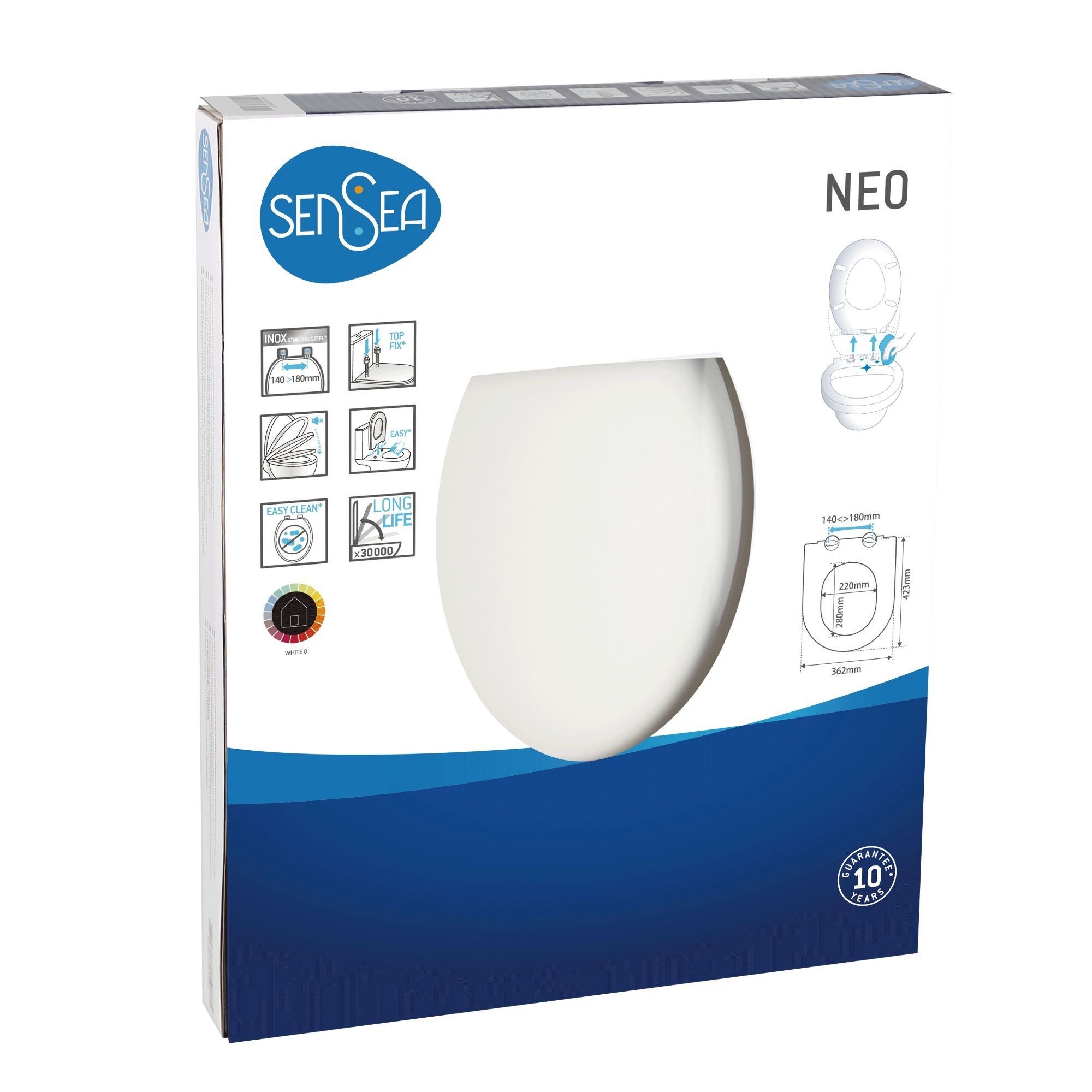 Capac WC Sensea Neo, din duroplast, inchidere lenta, alb