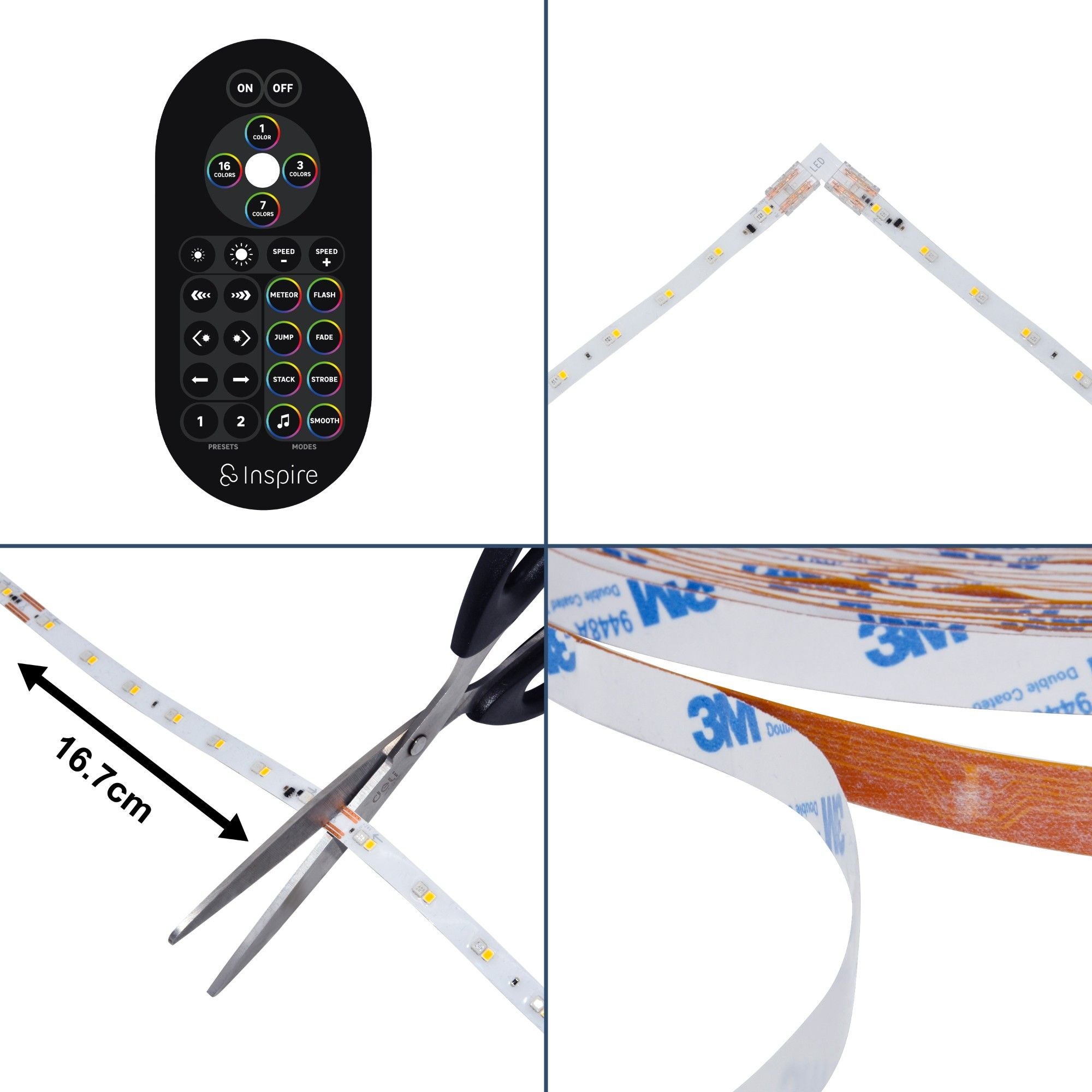 Kit banda LED Cutflexi, 5m, 23 W, RGB, cu telecomanda, adaptare lumina ...