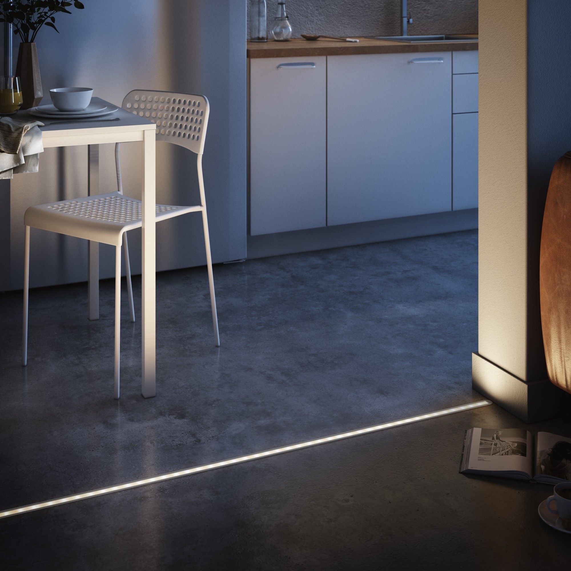 Profil incastrat pentru banda LED, 2m, aluminiu, gri