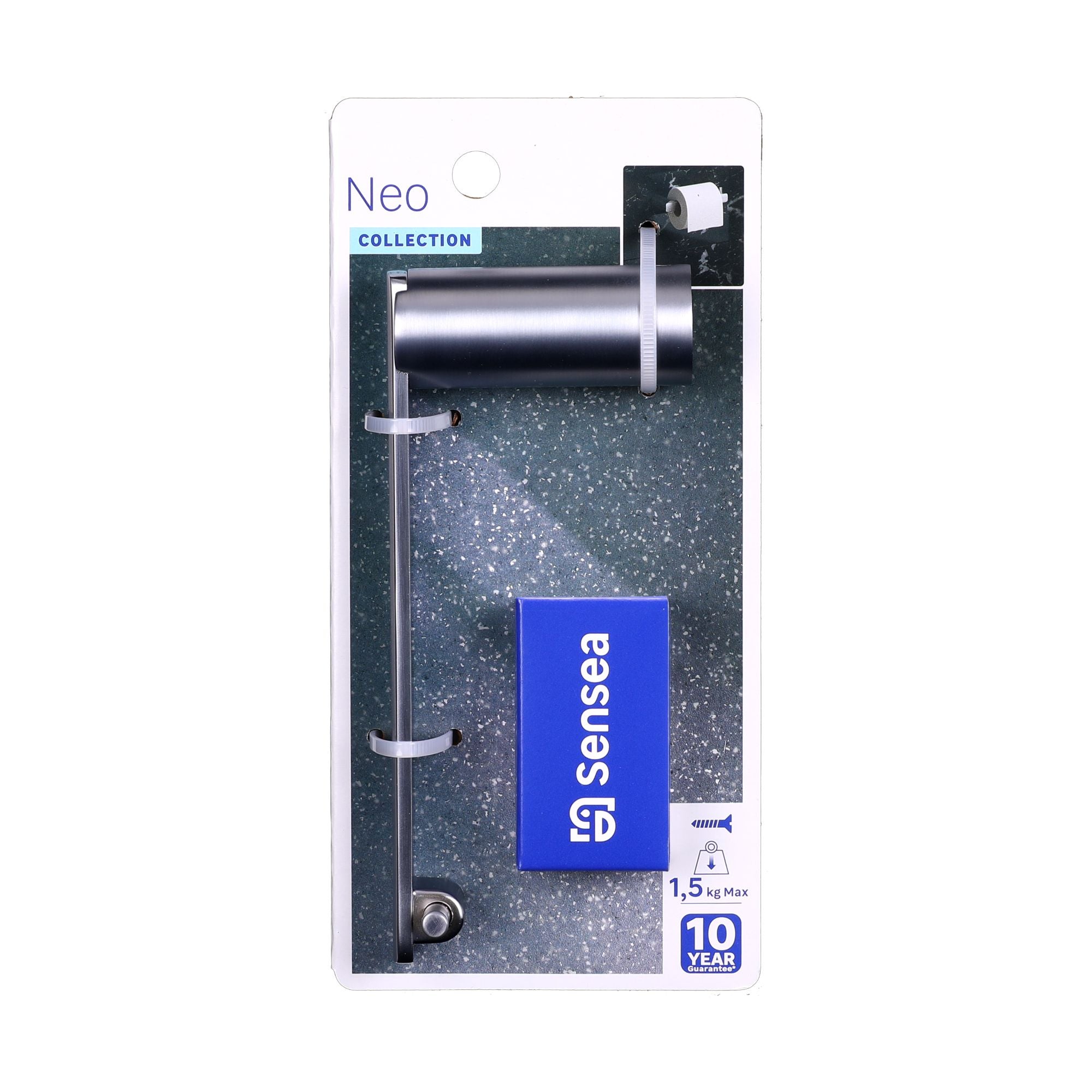 Suport hartie igienica Sensea Neo, din metal, fixare prin gaurire, crom mat