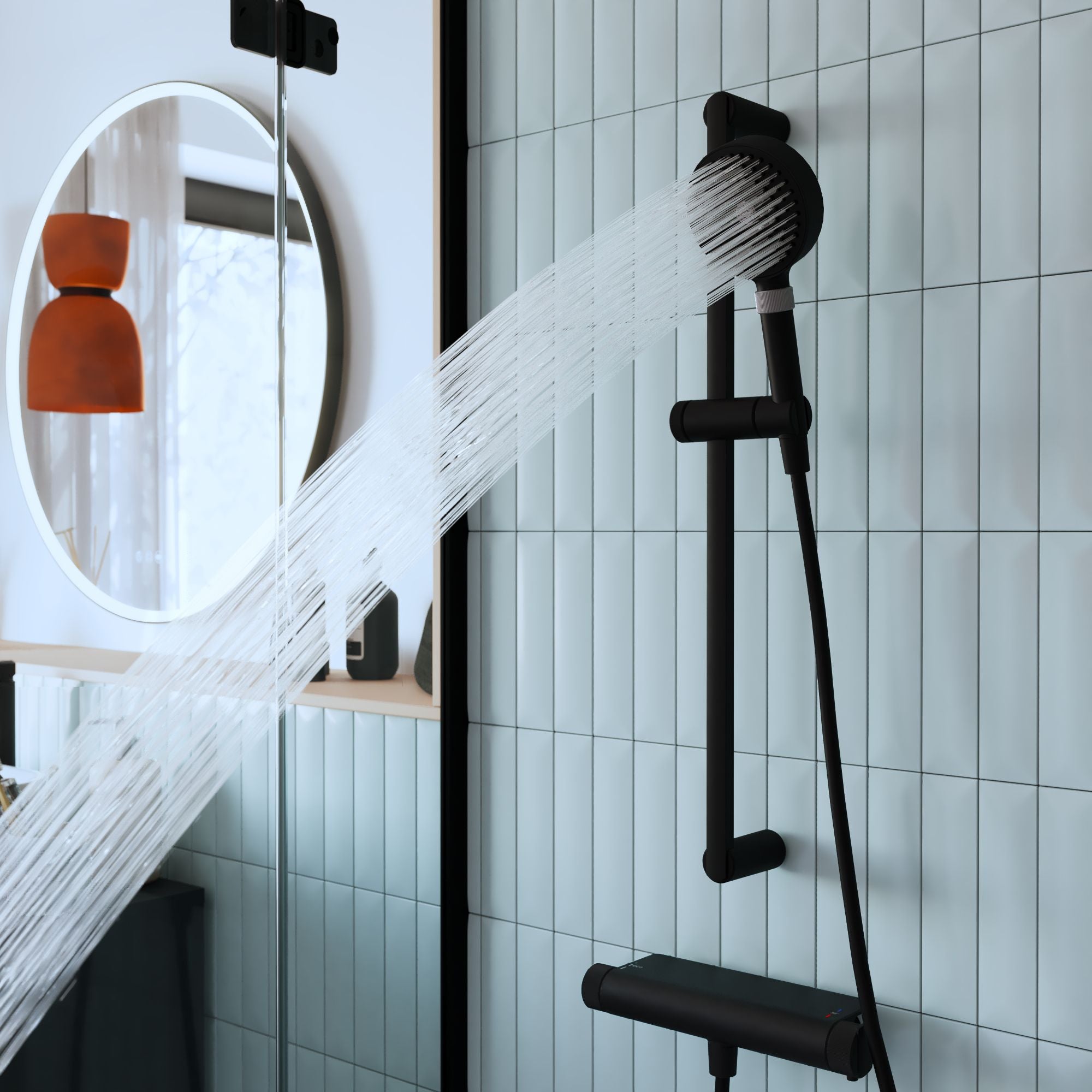 Set dus cu bara Sensea Neo, 2 functii, furtun 1.5m, negru