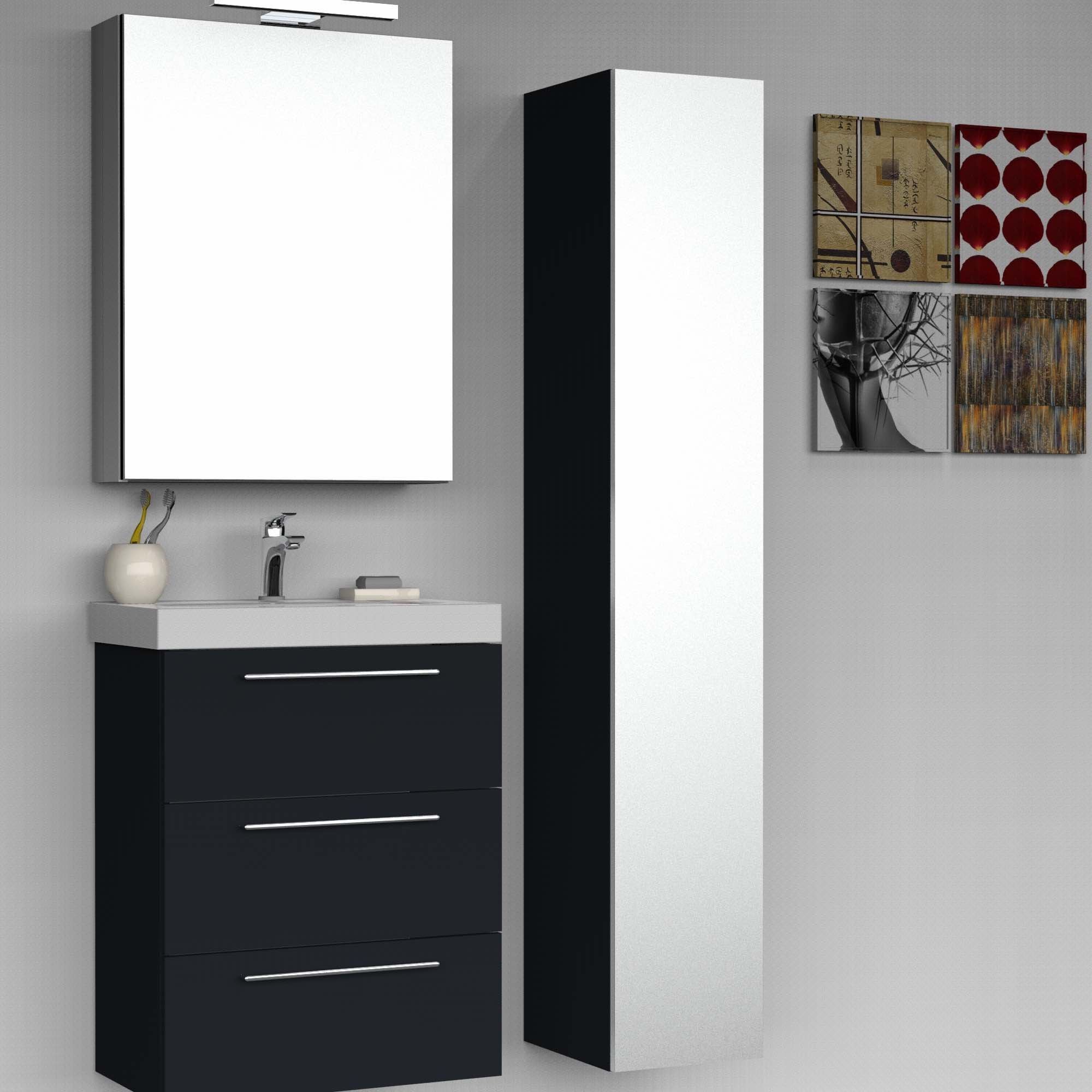 Dulapior Sensea Remix Gri Paris, cu polite, 45 x 58 x 14 cm