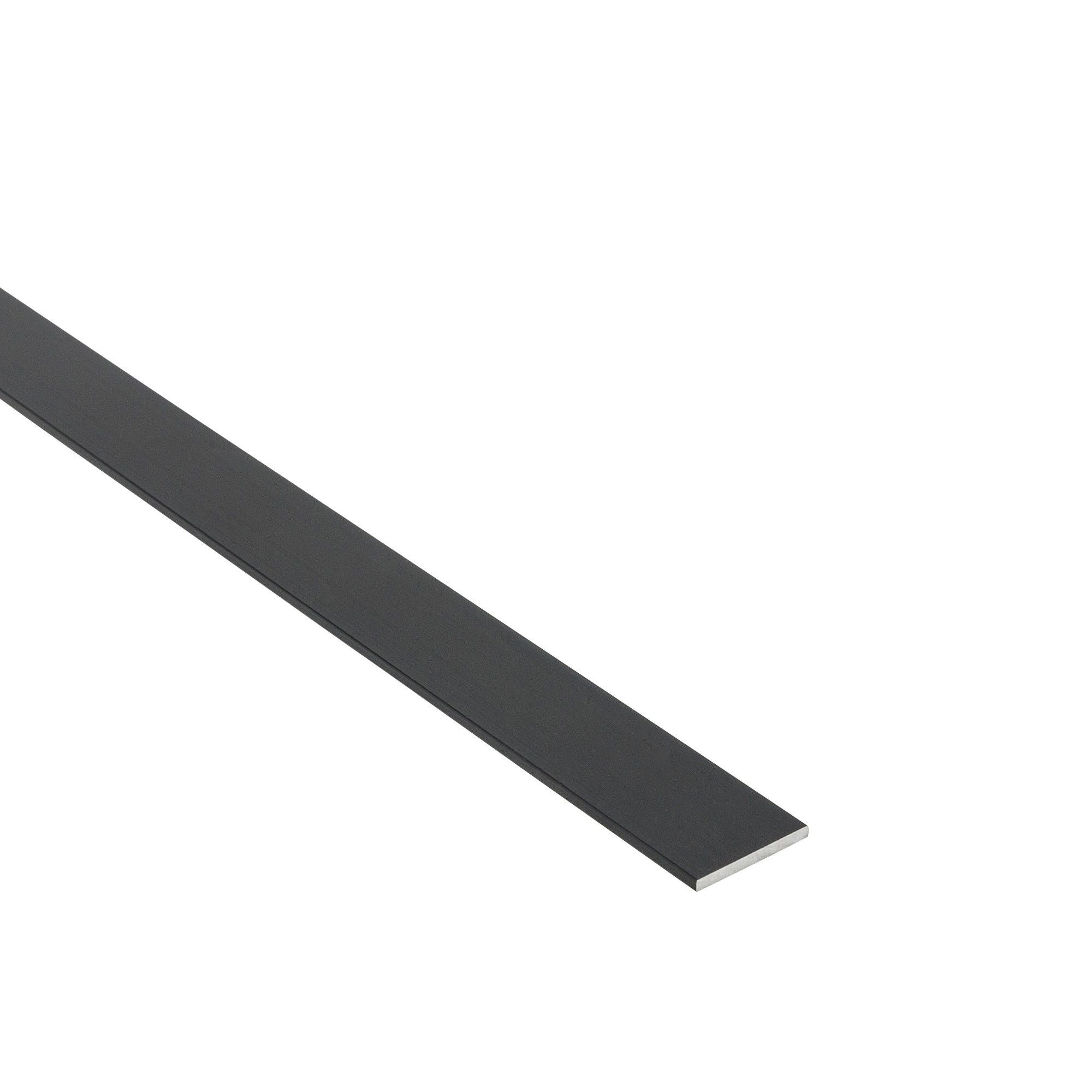 Platbanda aluminiu anodizat periat, 20 x 2 mm, L = 1 m, negru mat