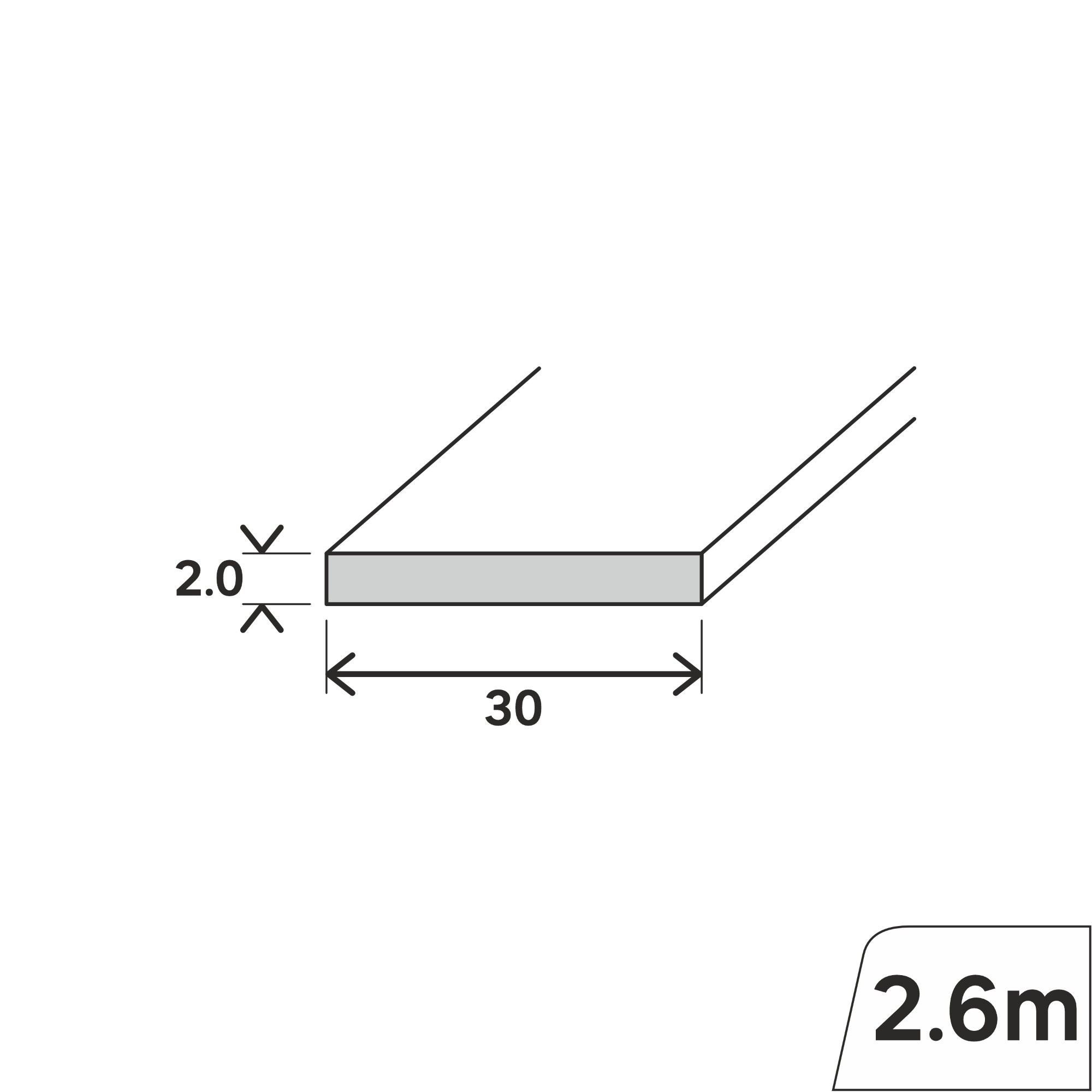 Platbanda PVC, 30 x 2 mm, L = 2.6 m, alb mat