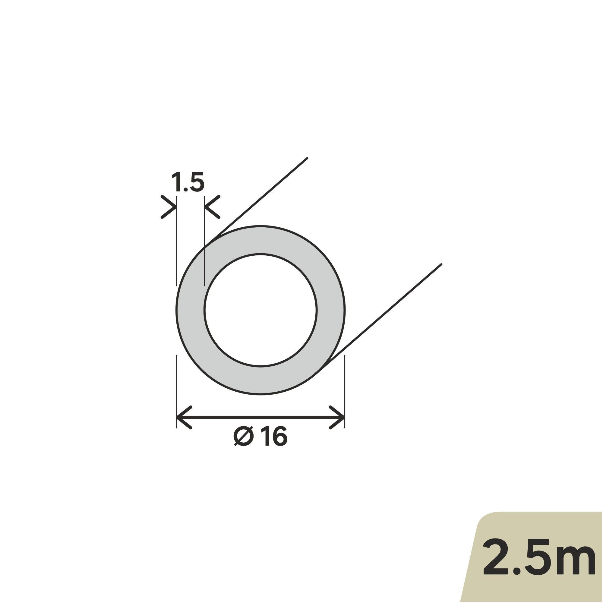 Teava rotunda aluminiu brut, 16 X 1.5 mm, L = 2.5 m