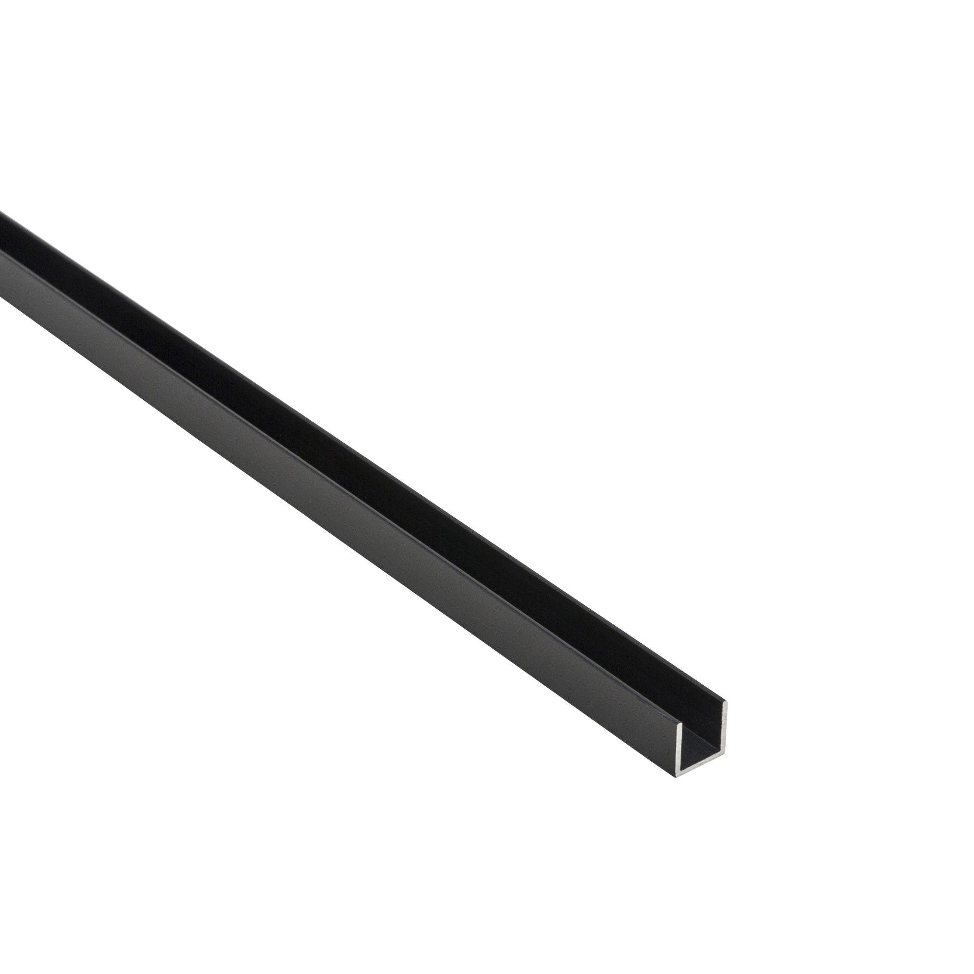 Profil U aluminiu anodizat periat, 10 x 10 x 1 mm, L = 1 m, negru