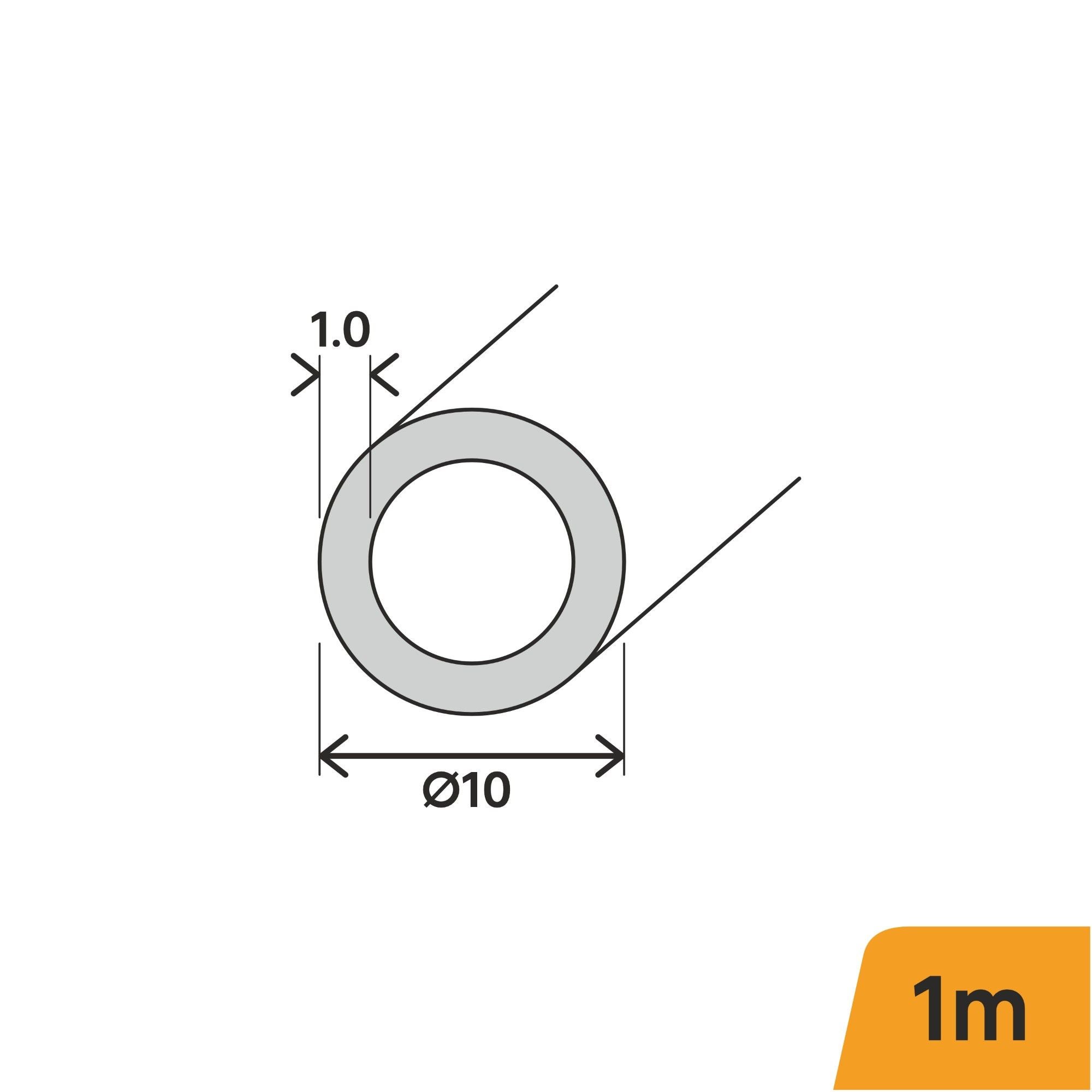 Teava rotunda aluminiu anodizat, 10 X 1 mm, L = 1 m, mat