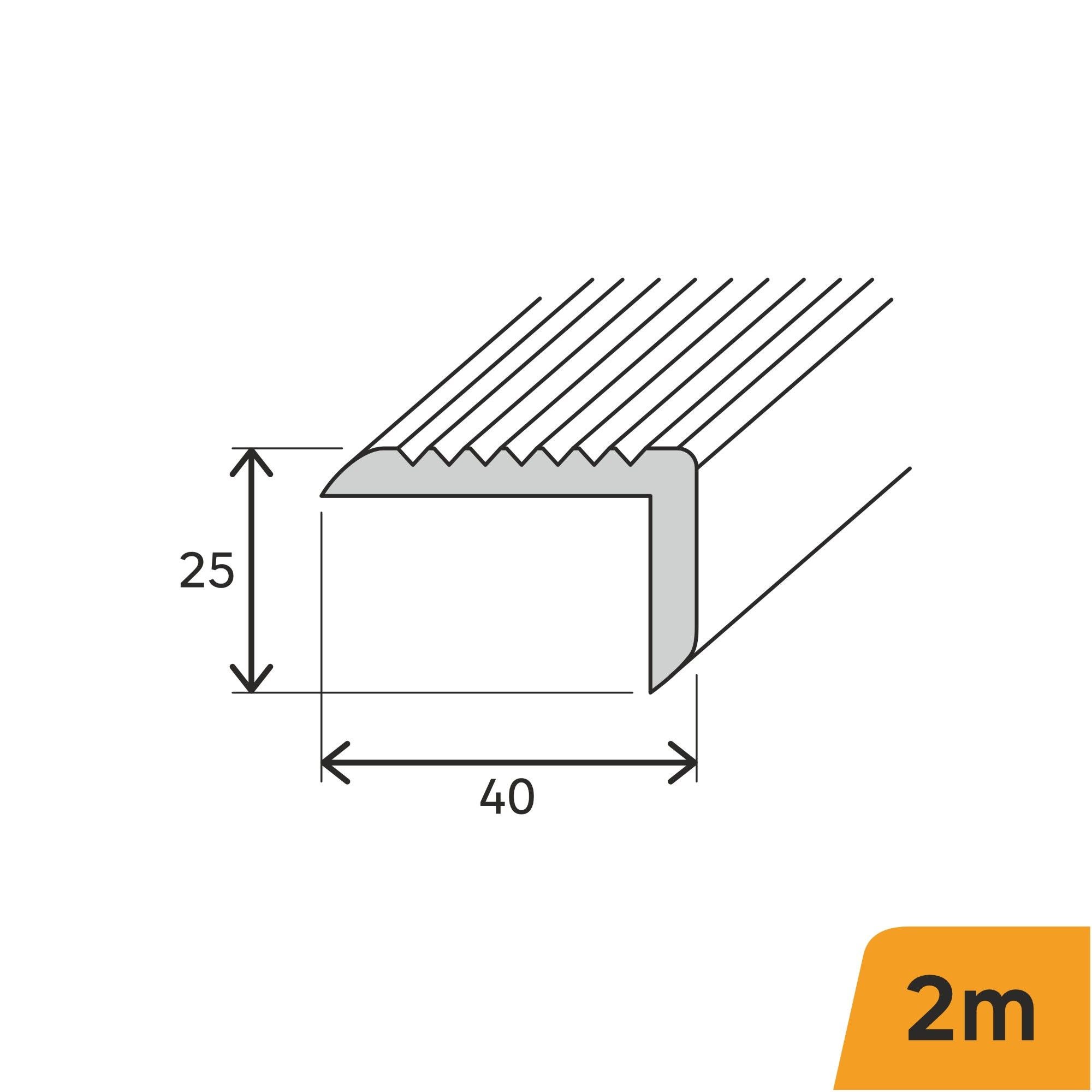 Cornier aluminiu anodizat, gaurit, 25 X 40 X 1.5 mm, L = 2 m