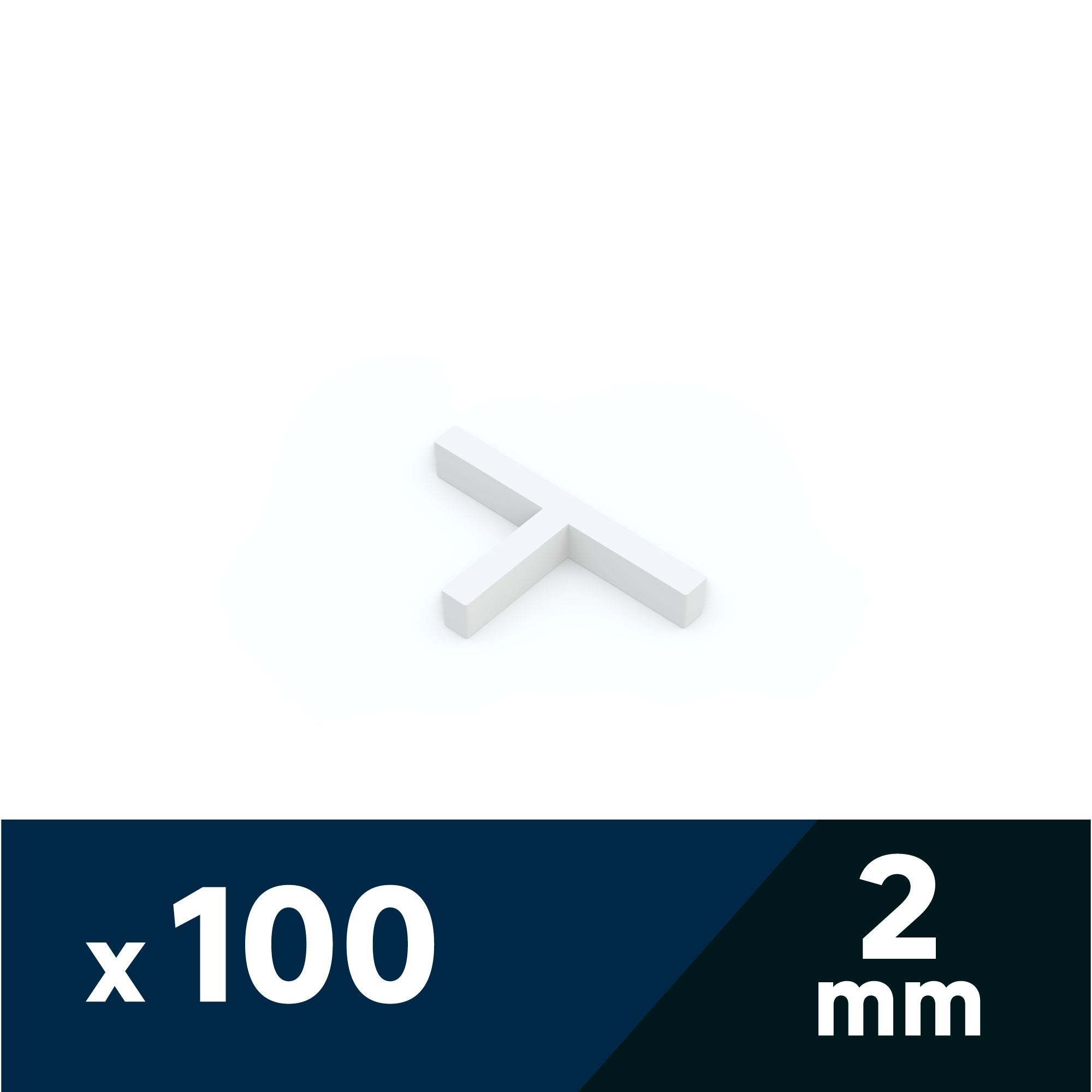 Distantier T pentru gresie si faianta, 2 mm, Dexter, 100 buc/pachet