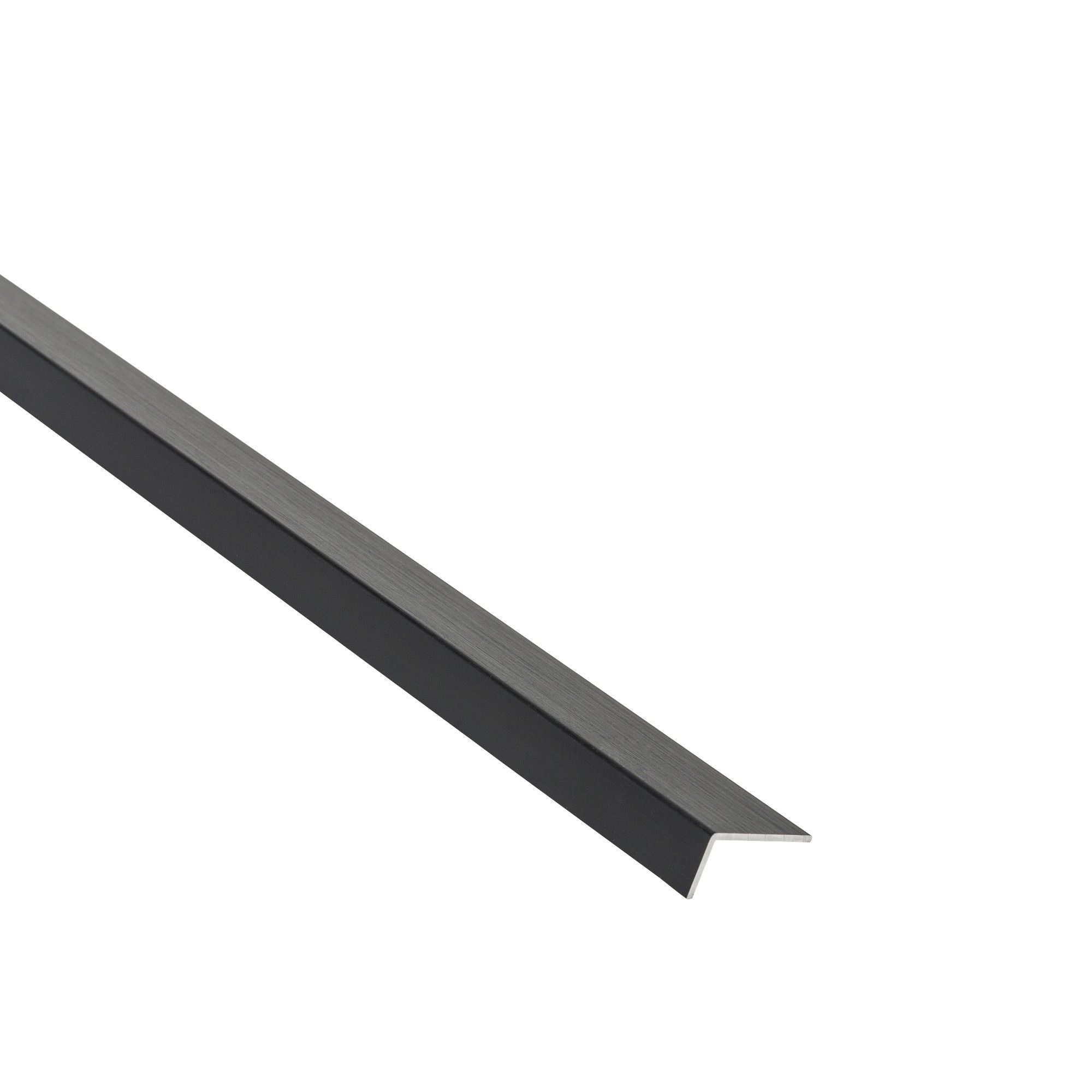 Cornier aluminiu periat anodizat, 20 X 10 X 1 mm, L = 1 m, negru