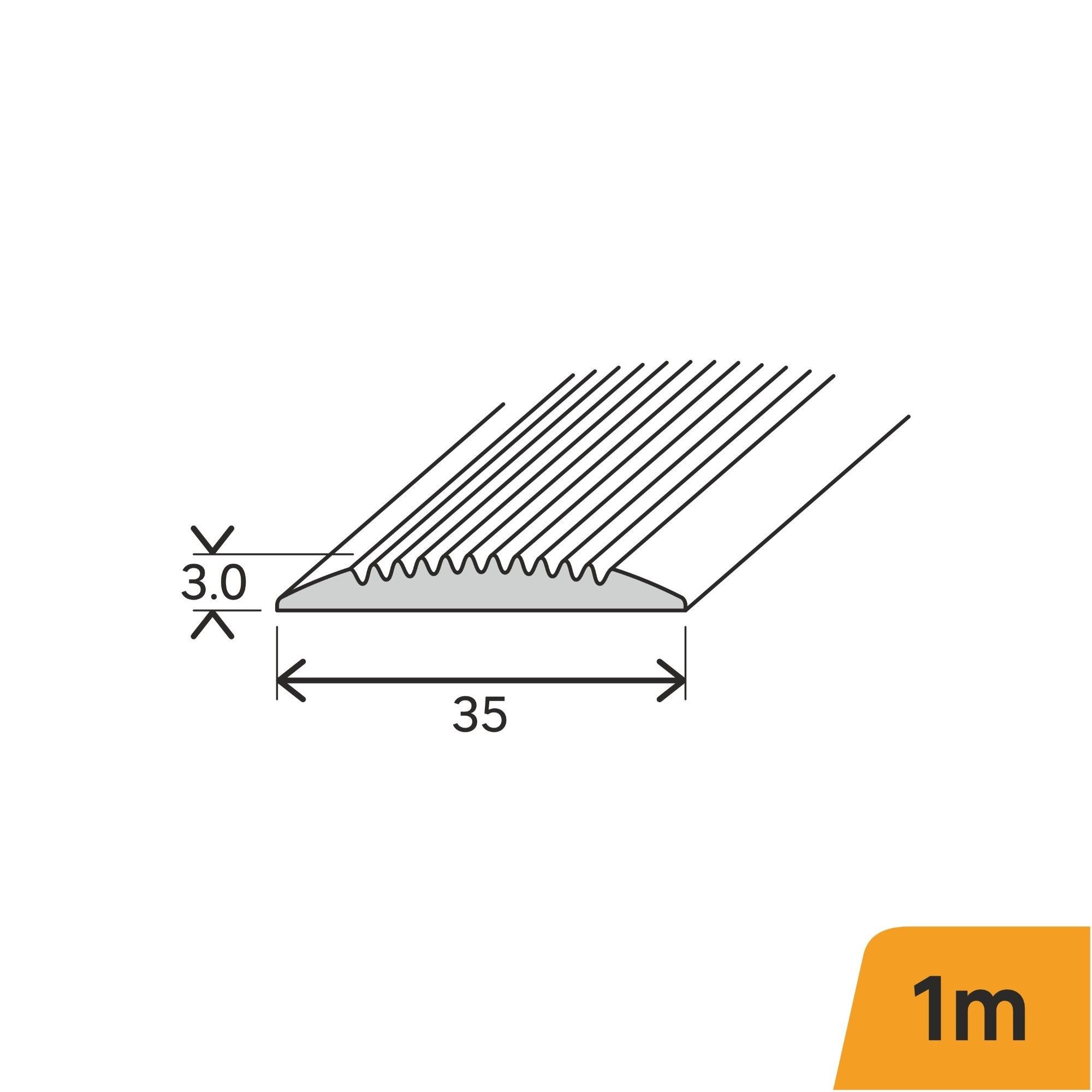 Profil treapta din aluminiu anodizat, gaurit, 3 x 35 x 3 mm, L = 1 m ...