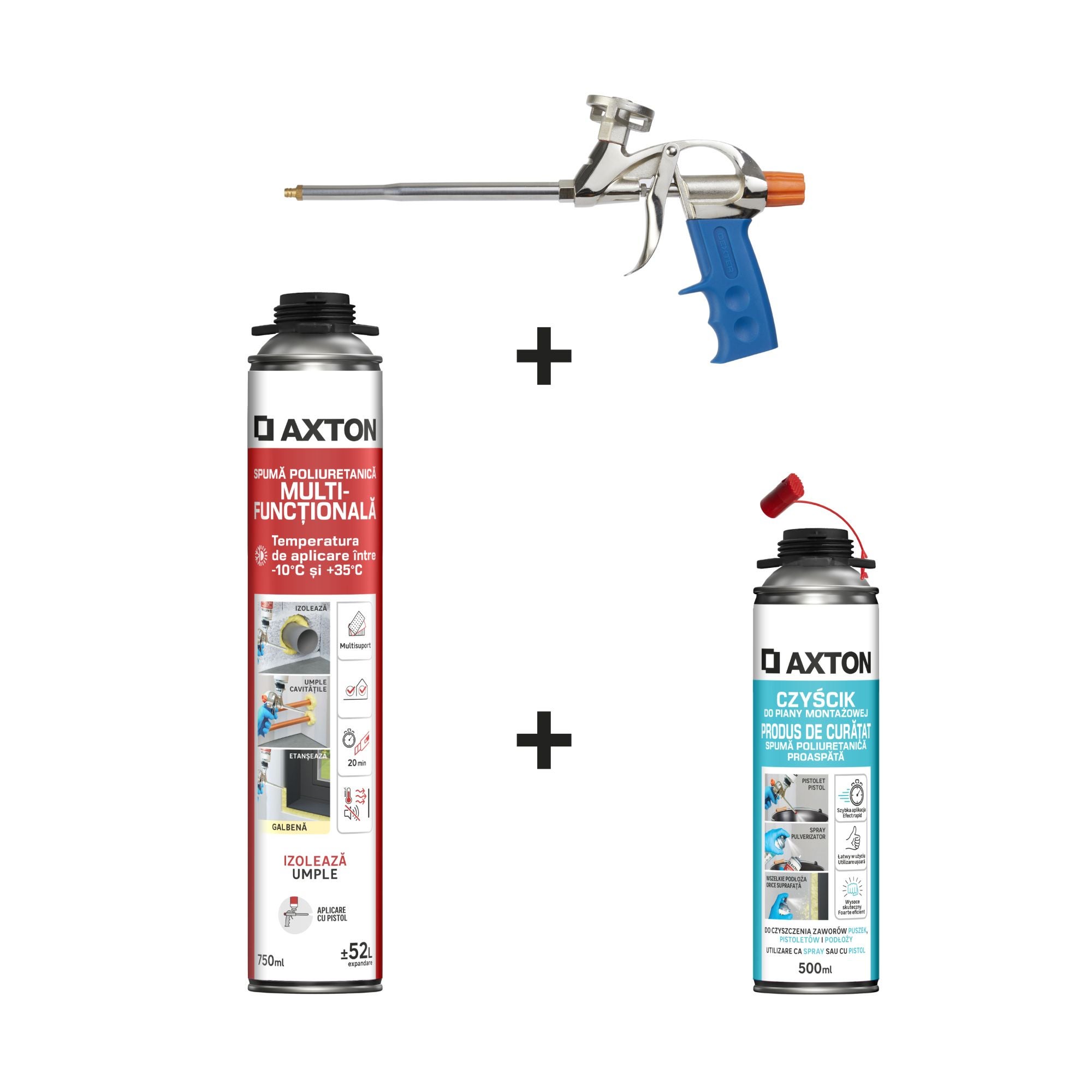 Spuma poliuretanica multifunctionala Axton, pentru izolare termica, toate anotimpurile, aplicare ...