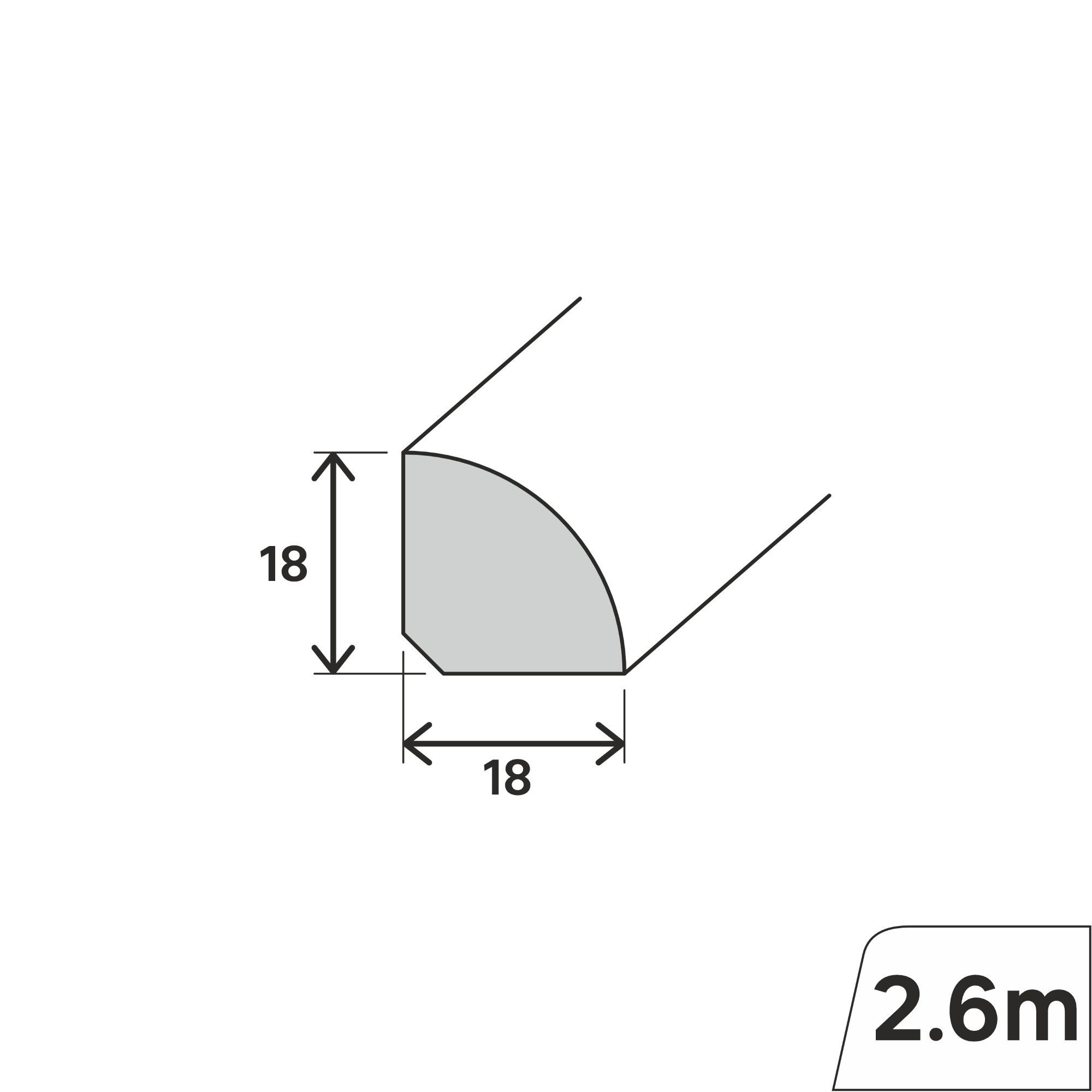 Profil plin colt, PVC 18 x 18 mm, L = 2.6 m, alb mat