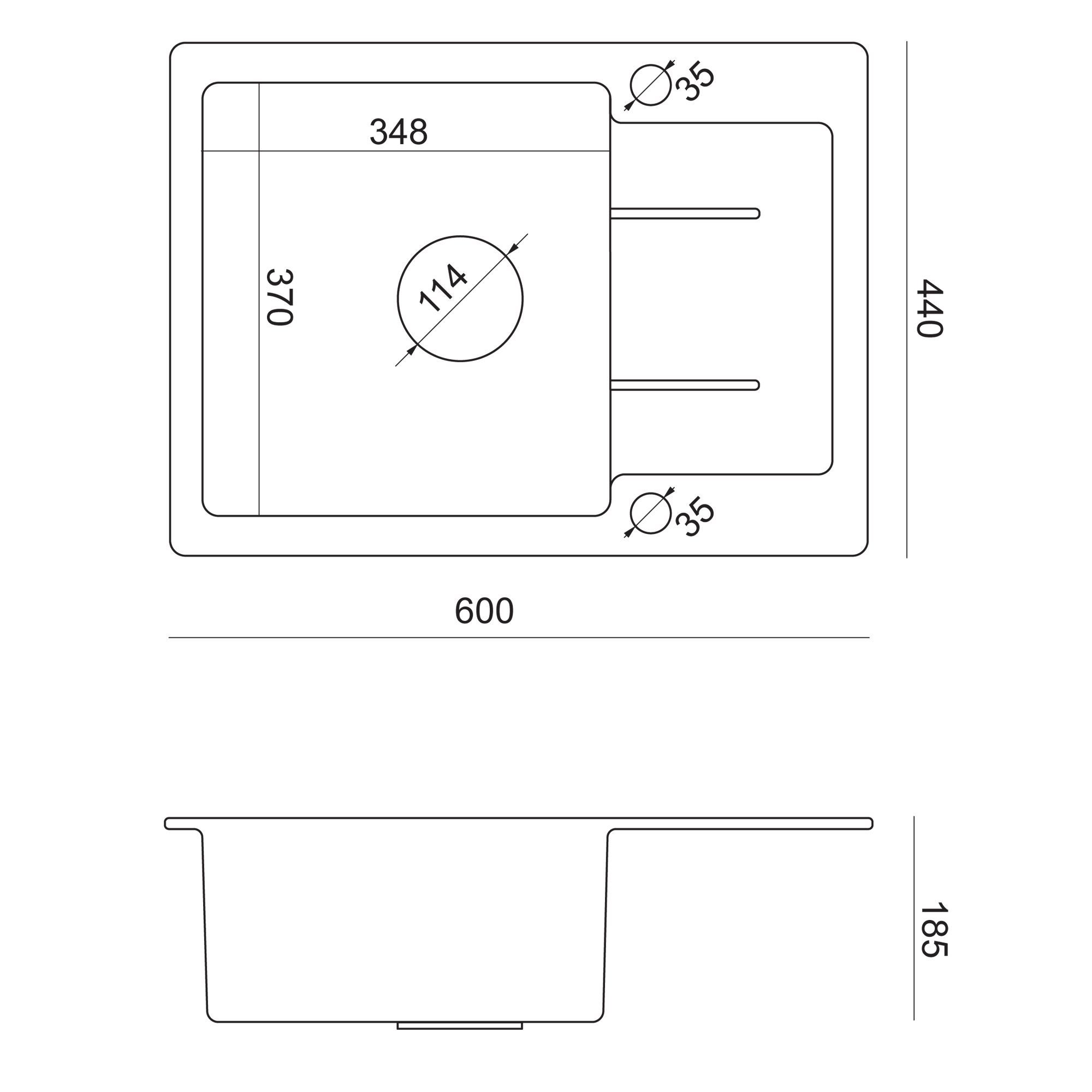 Chiuveta bucatarie RAPID din compozit, 60 x 44 cm, adancime cuva 17 cm ...