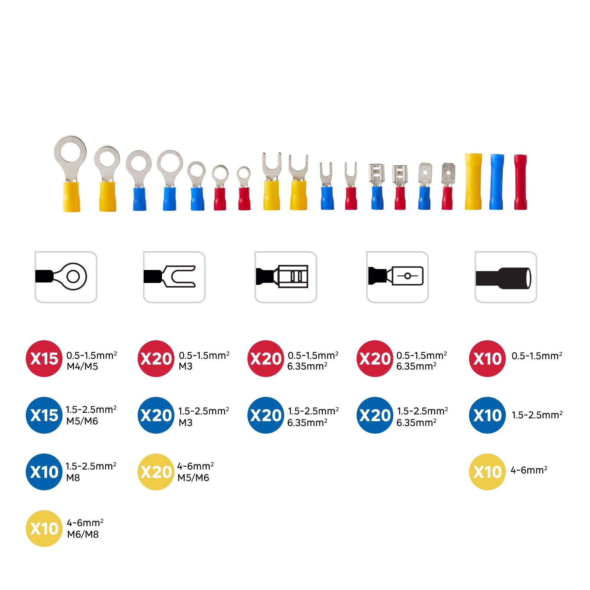 Capete terminale mama/tata, diferite marimi (set 280 buc)