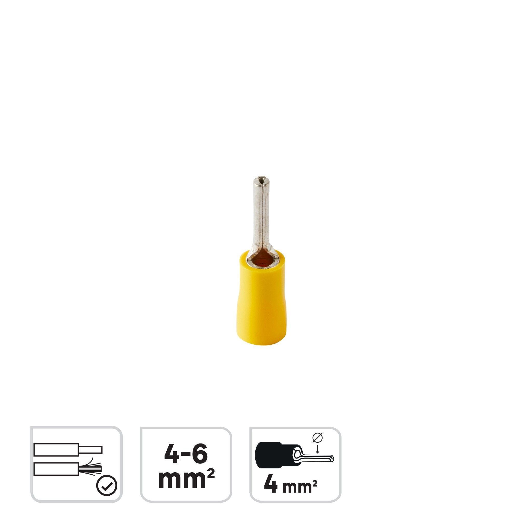 Pini terminali Lexman, 4 mm², galben (set 50 buc)