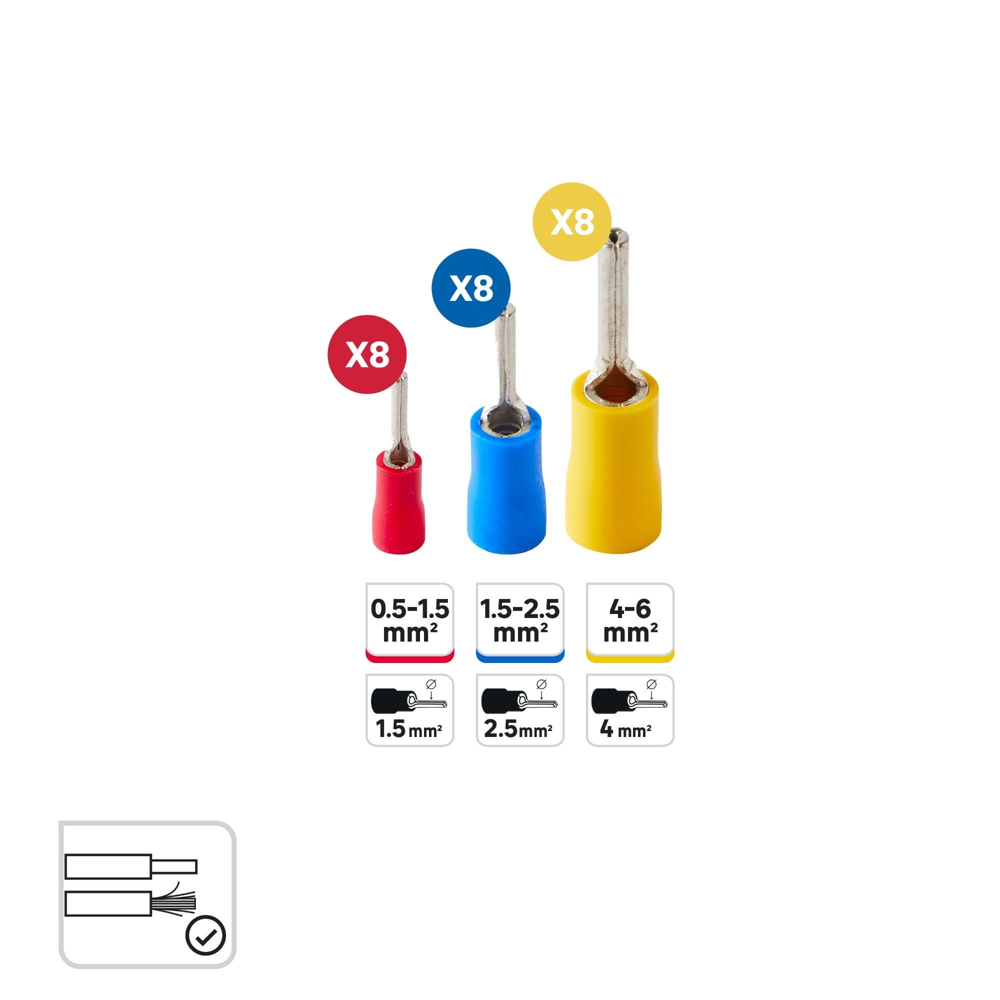 Pini terminali Lexman, 6 mm² (set 24 buc)
