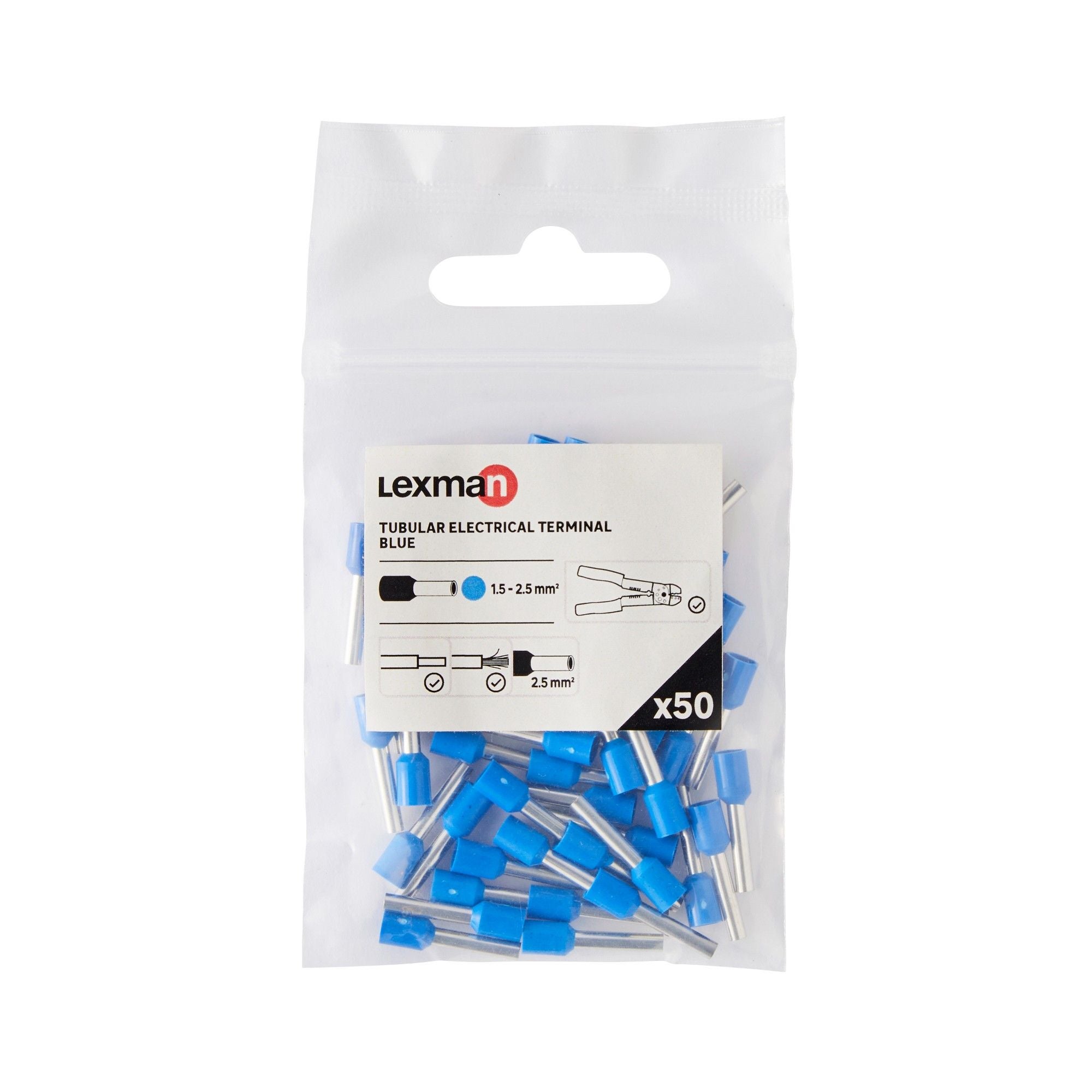 Pini terminali Lexman, 2.5 mm², albastru (set 50 buc)