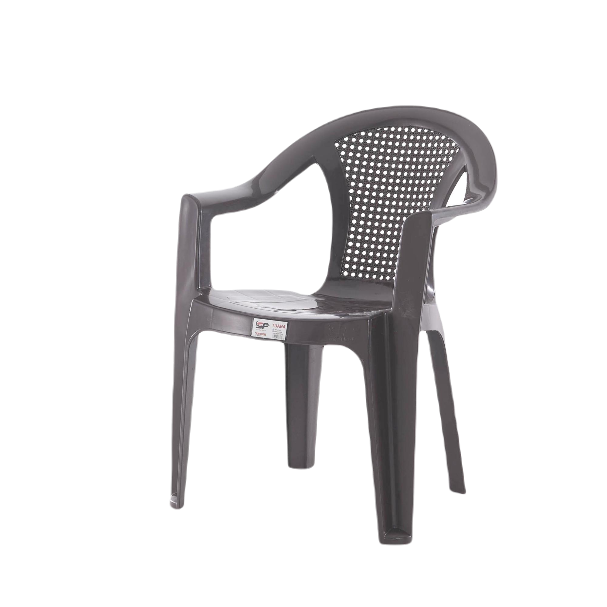 Scaun gradina, cu brate, 56 x 41 x 77 cm, plastic, gri antracit