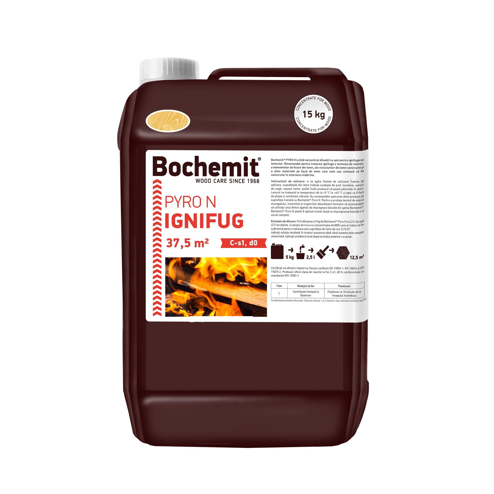 Ignifugant concentrat pentru lemn, interior, Pyro N Bochemit, 15 kg