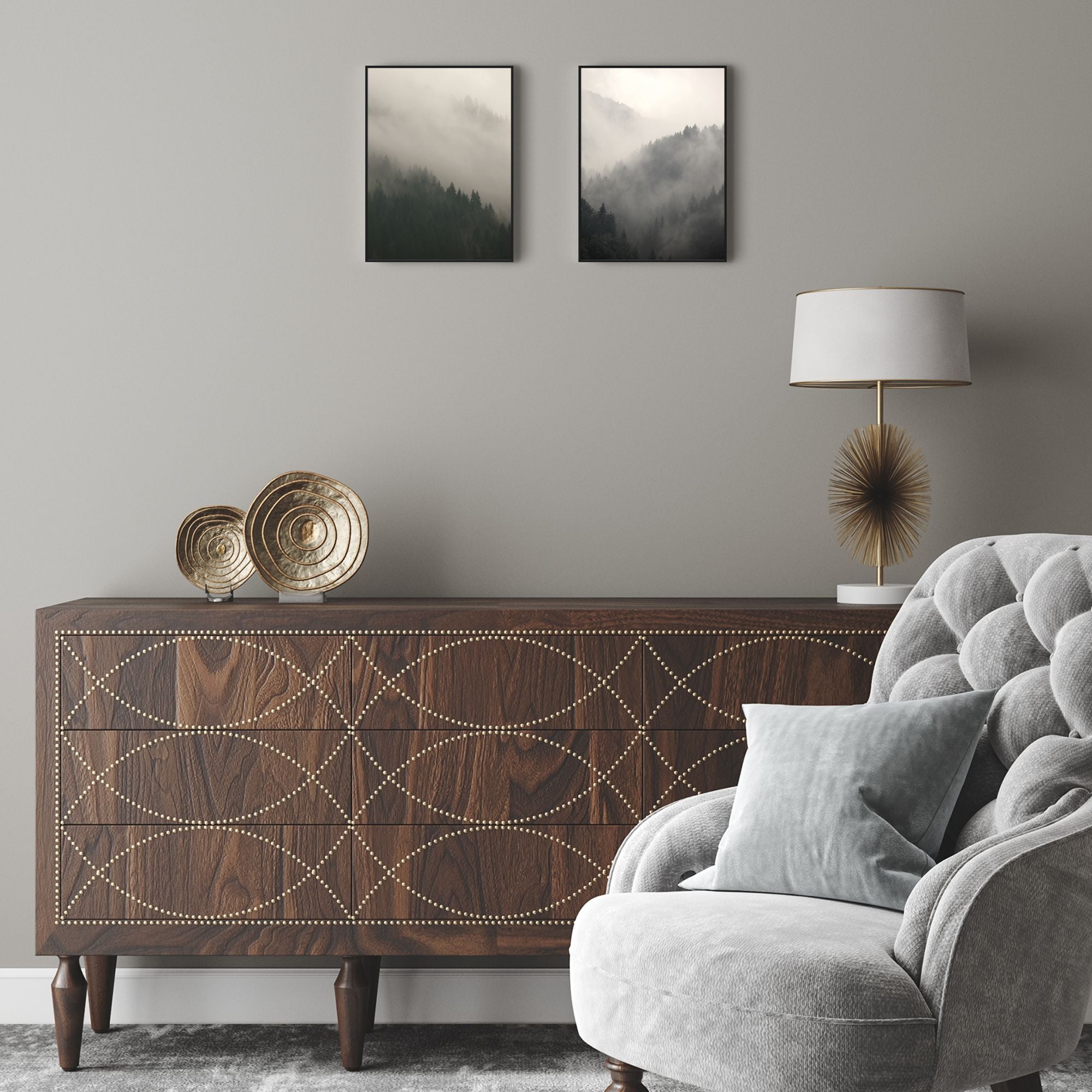 Set 2 tablouri inramate, Ceata, 30 x 40 cm