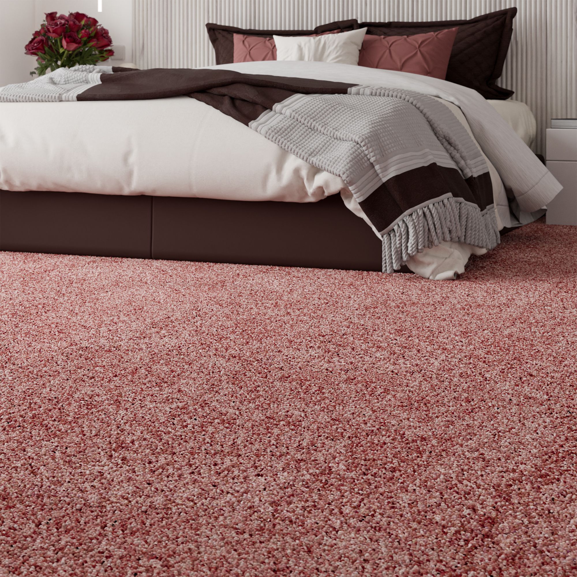 Mocheta Milano, latime rola 4 m, fir taiat, roz, trafic redus