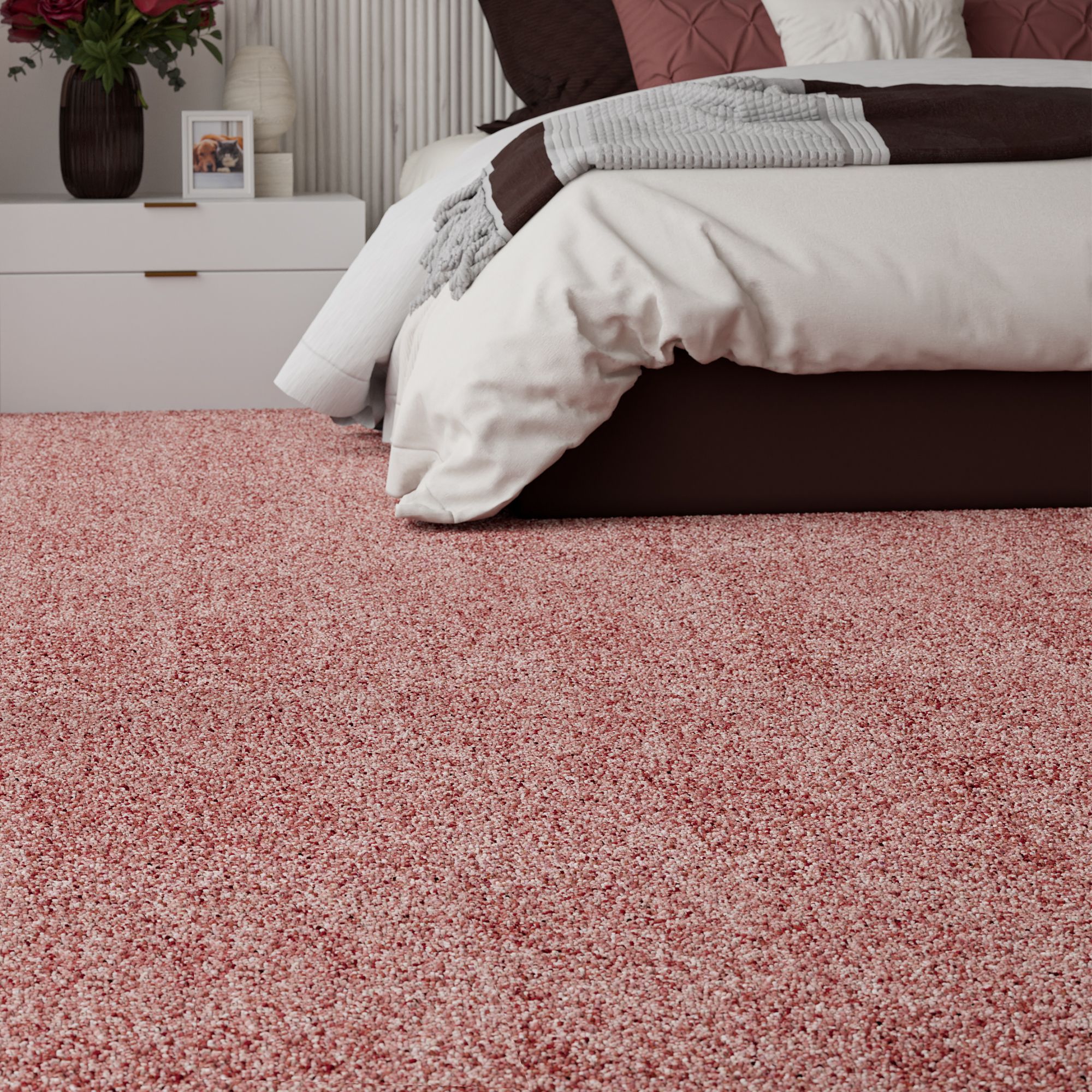 Mocheta Milano, latime rola 4 m, fir taiat, roz, trafic redus