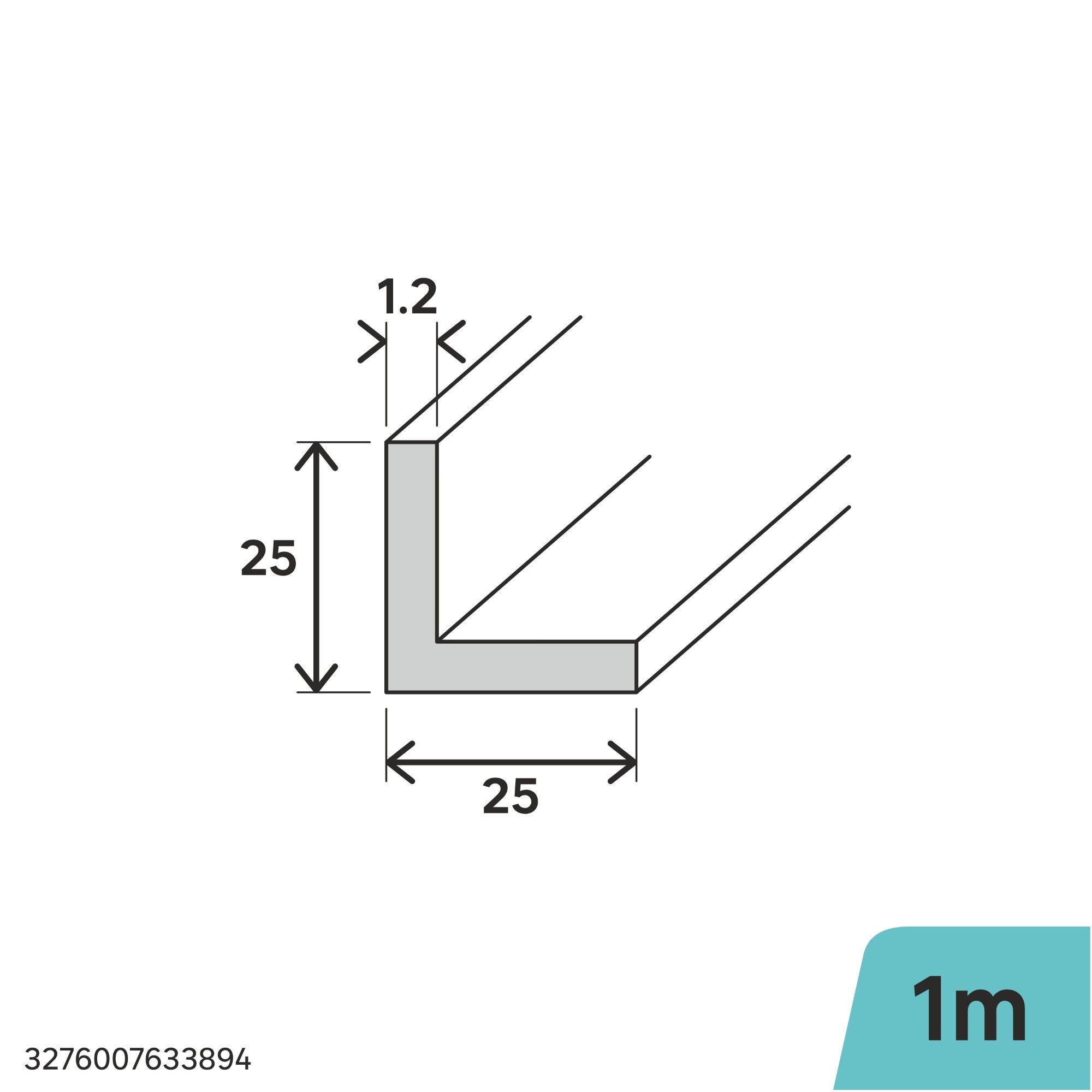 Cornier otel la rece galvanizat, perforat, 25 X 25 X 1.2 mm, L = 1 m
