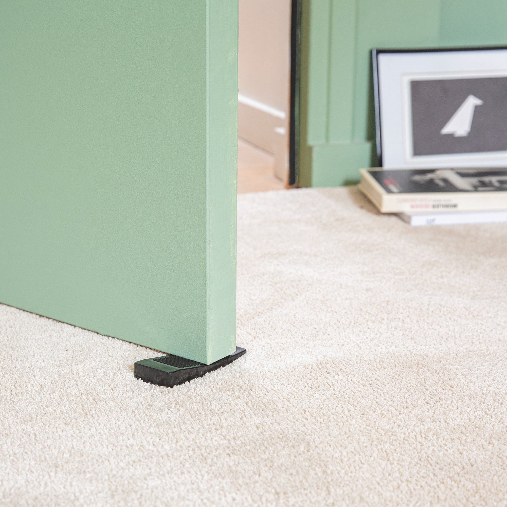 Opritor usa, pentru podea, plastic, 38 x 96 mm, negru