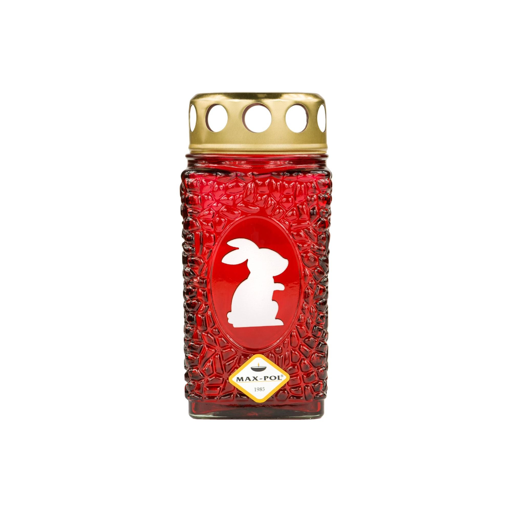 Candela sticla colorat, decor iepuras, diverse culori