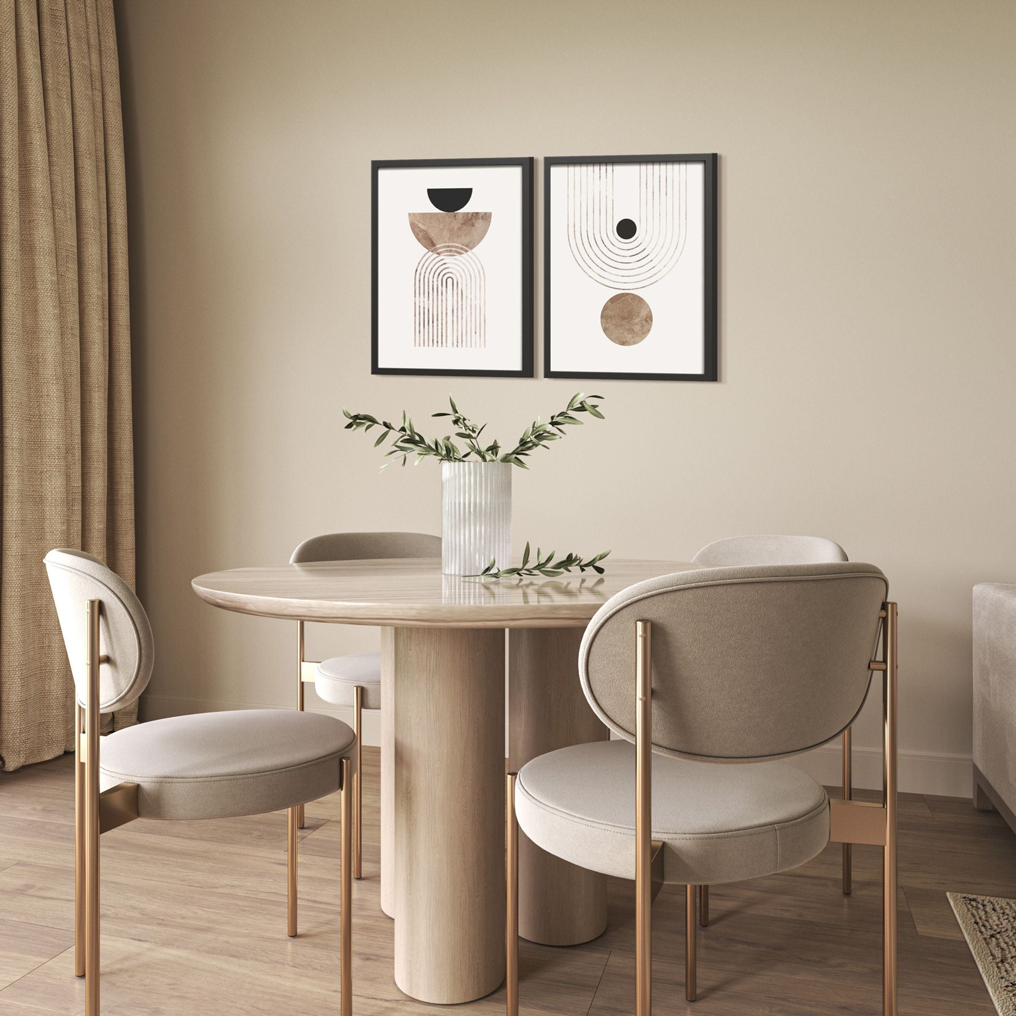 Set 2 tablouri inramate, Mid Century, 30 x 40 cm