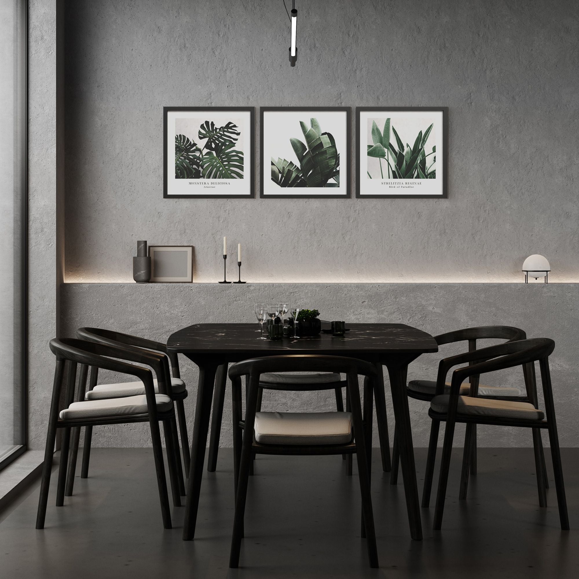 Set 3 tablouri inramate, Plant, 30 x 30 cm