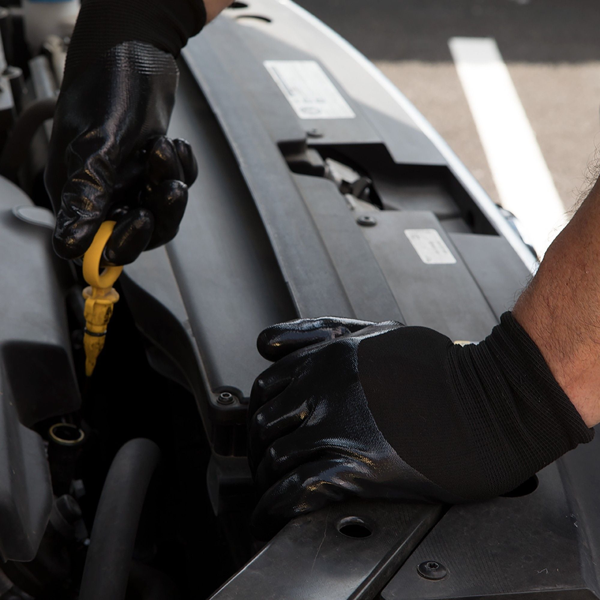 Manusi protectie pentru mecanic, Dexter, nylon+nitril, marimea 9 (L), negru