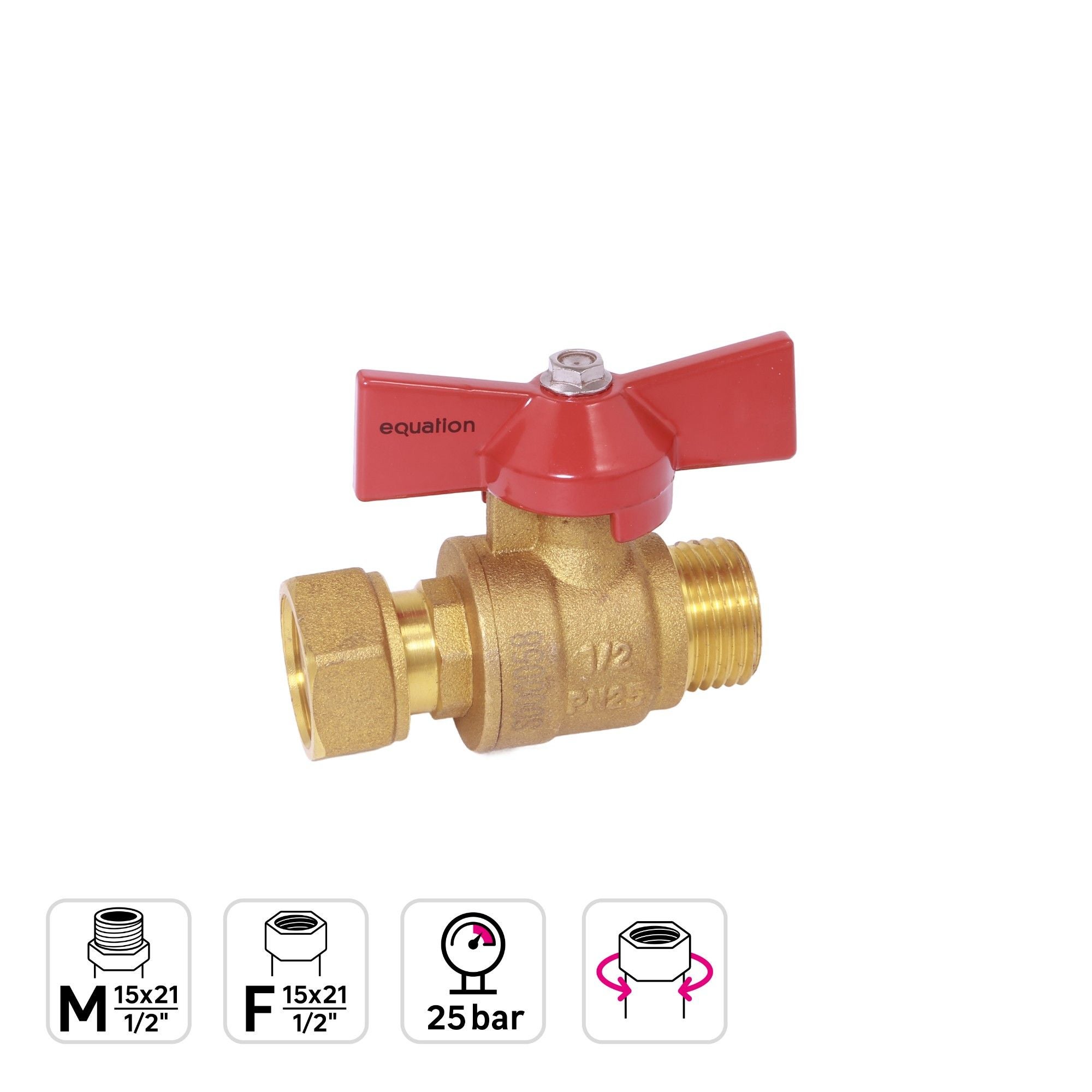 Robinet apa de trecere Equation, 1/2", interior - exterior, fluture, cu ...