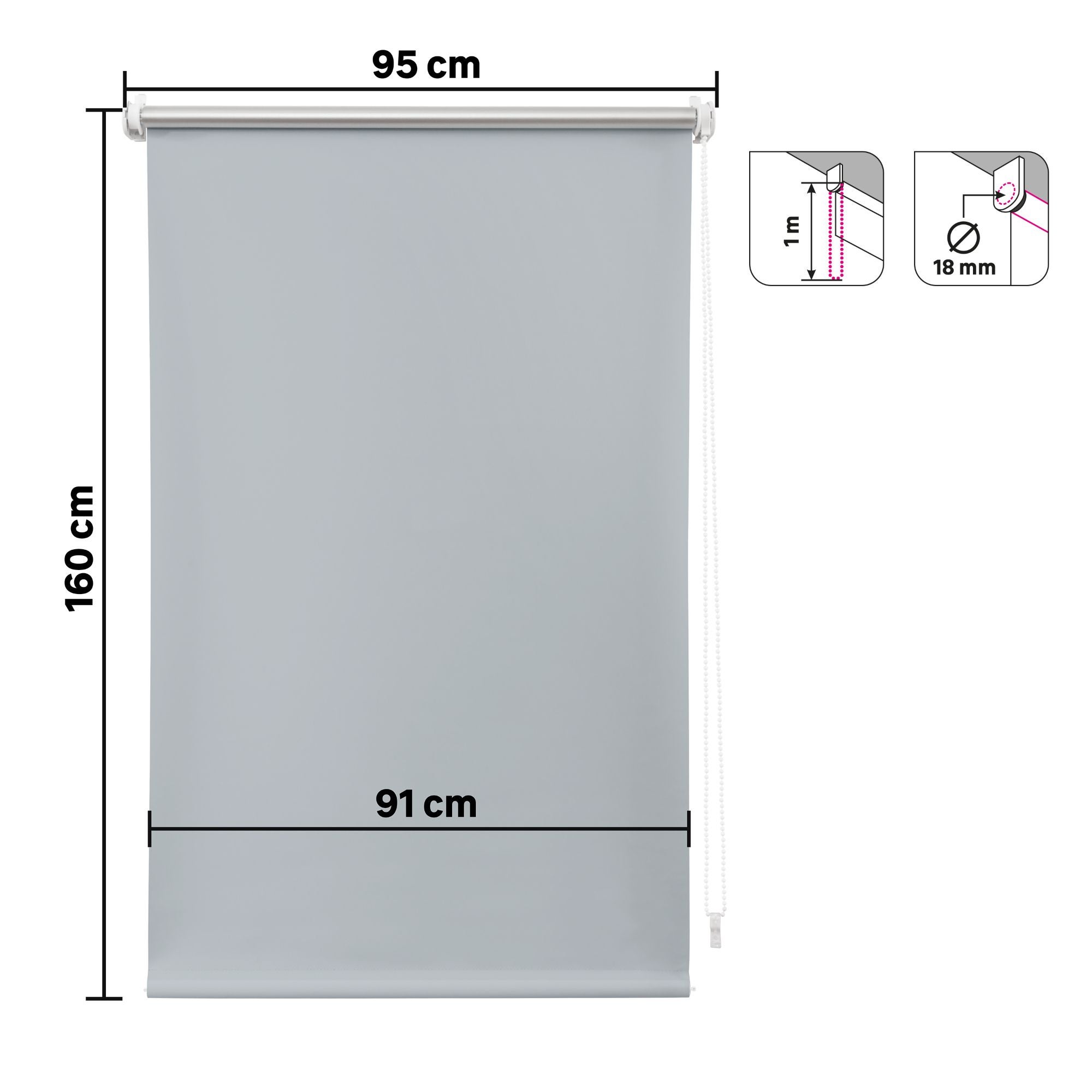 Roleta textila opaca Inspire Jupiter, 91 x 160 cm, gri